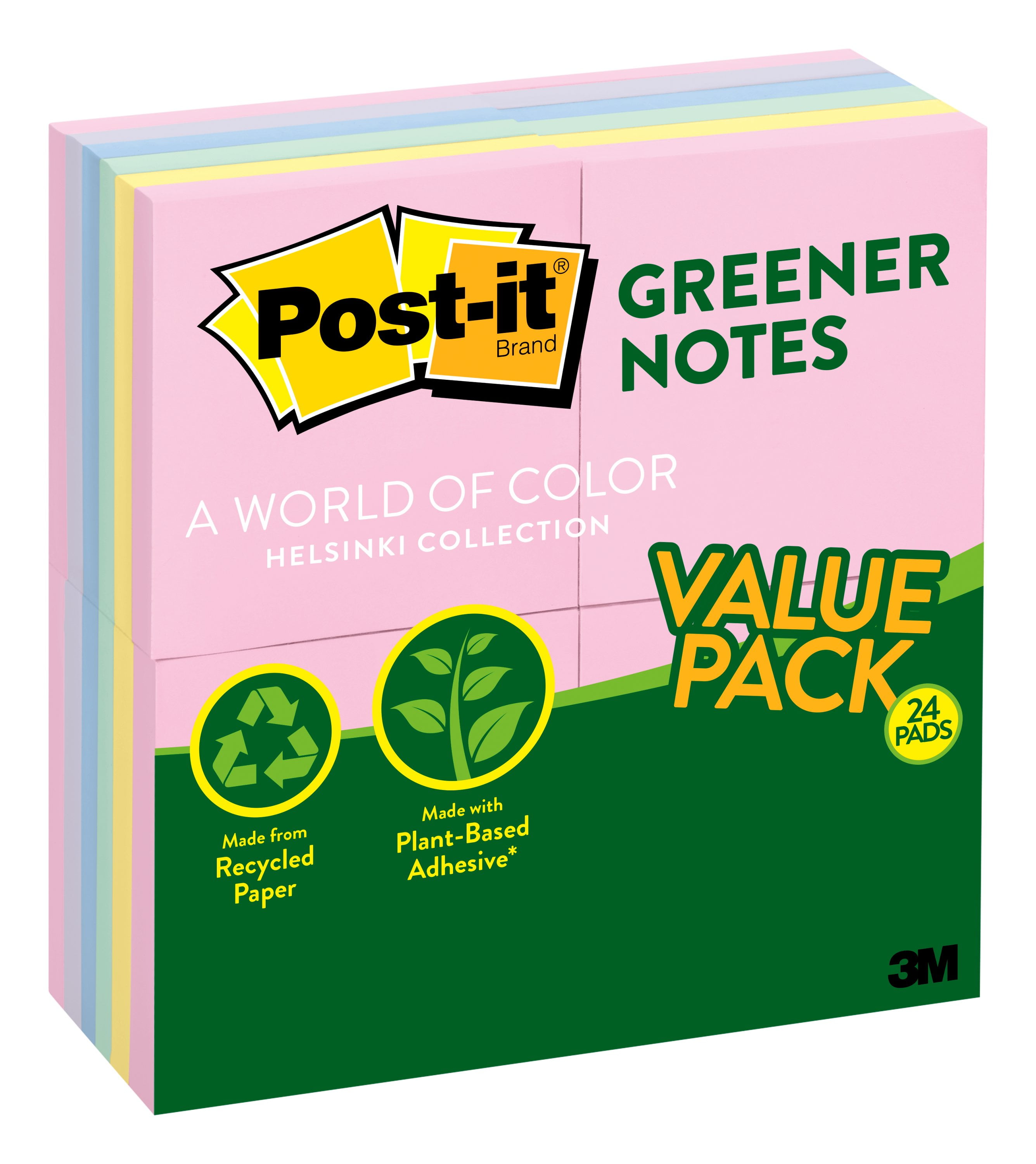 Post-it® Greener Notes, 3 in. x 3 in., Sweet Sprinkles Collection, 24 ...