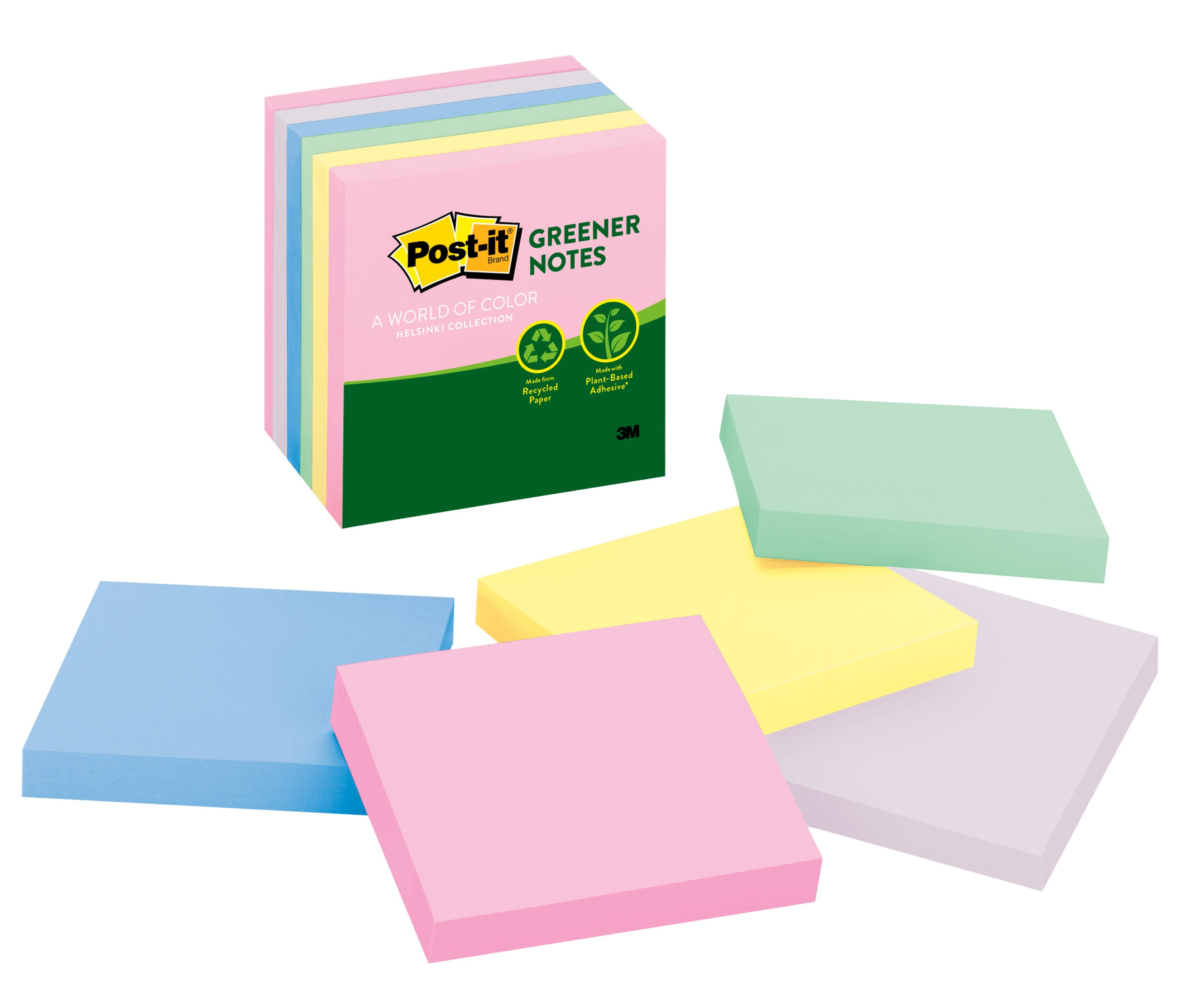 Post-it® Greener Notes, 3 in x 3 in, Sweet Sprinkles Collection, 6 Pads ...
