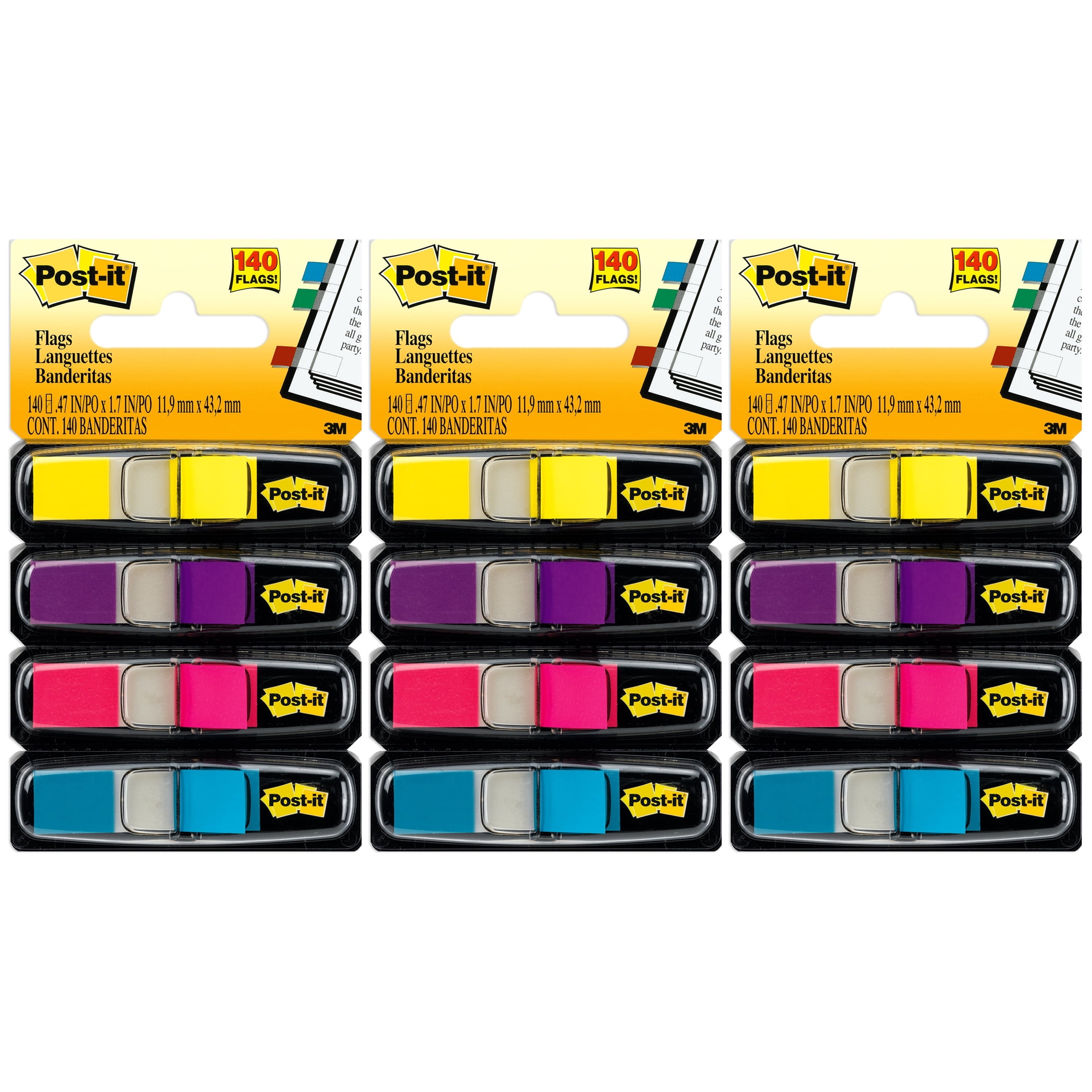 Post-it Highlighting Flags, Bright Colors, .47 in. Wide, 35 Flags ...