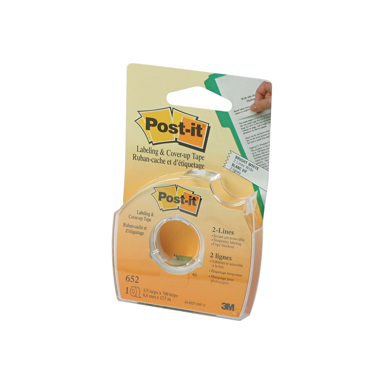 Post-it Labeling and Cover-Up Tape 2-Line 1/3 24/CT 652-CASE - Walmart.com