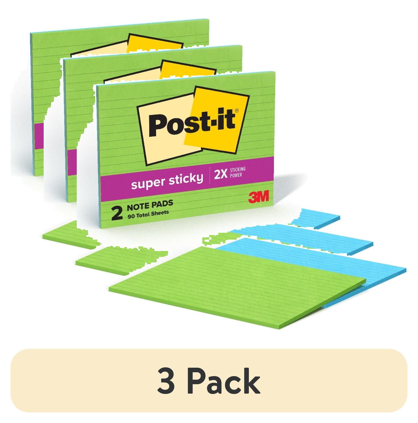 (3 pack) Post-it Lined Notes, 6 in. x 8 in., Green and Blue, 2 Pads ...