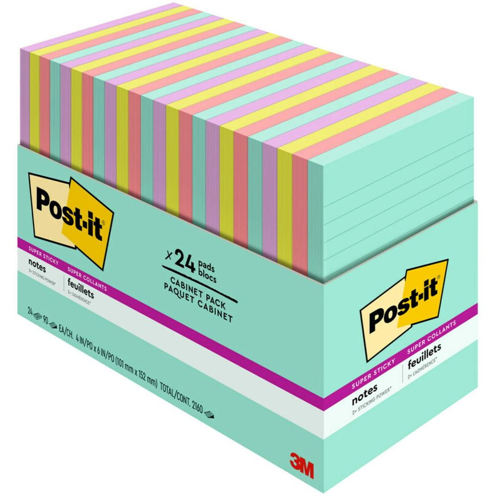 Post-it Super Sticky Notes, Lined, Multicolored, Supernova Neons ...