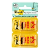 Post-it® Sign Here Sticky Notes, Yellow, 1 in. Wide, 50/Dispenser, Page ...