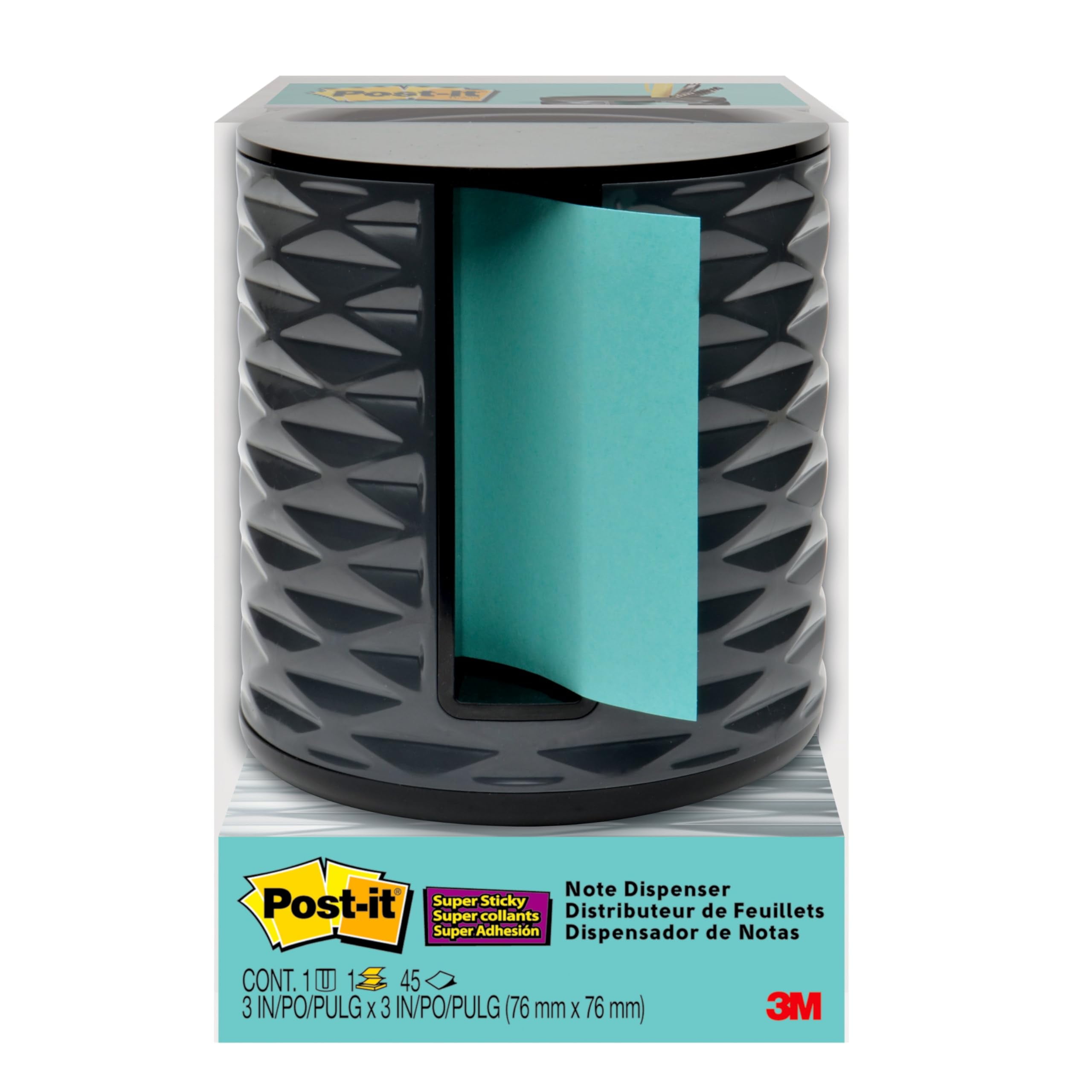 Post-it Note Dispenser, Vertical Design, Pop-Up Notes, Black with Grey ...