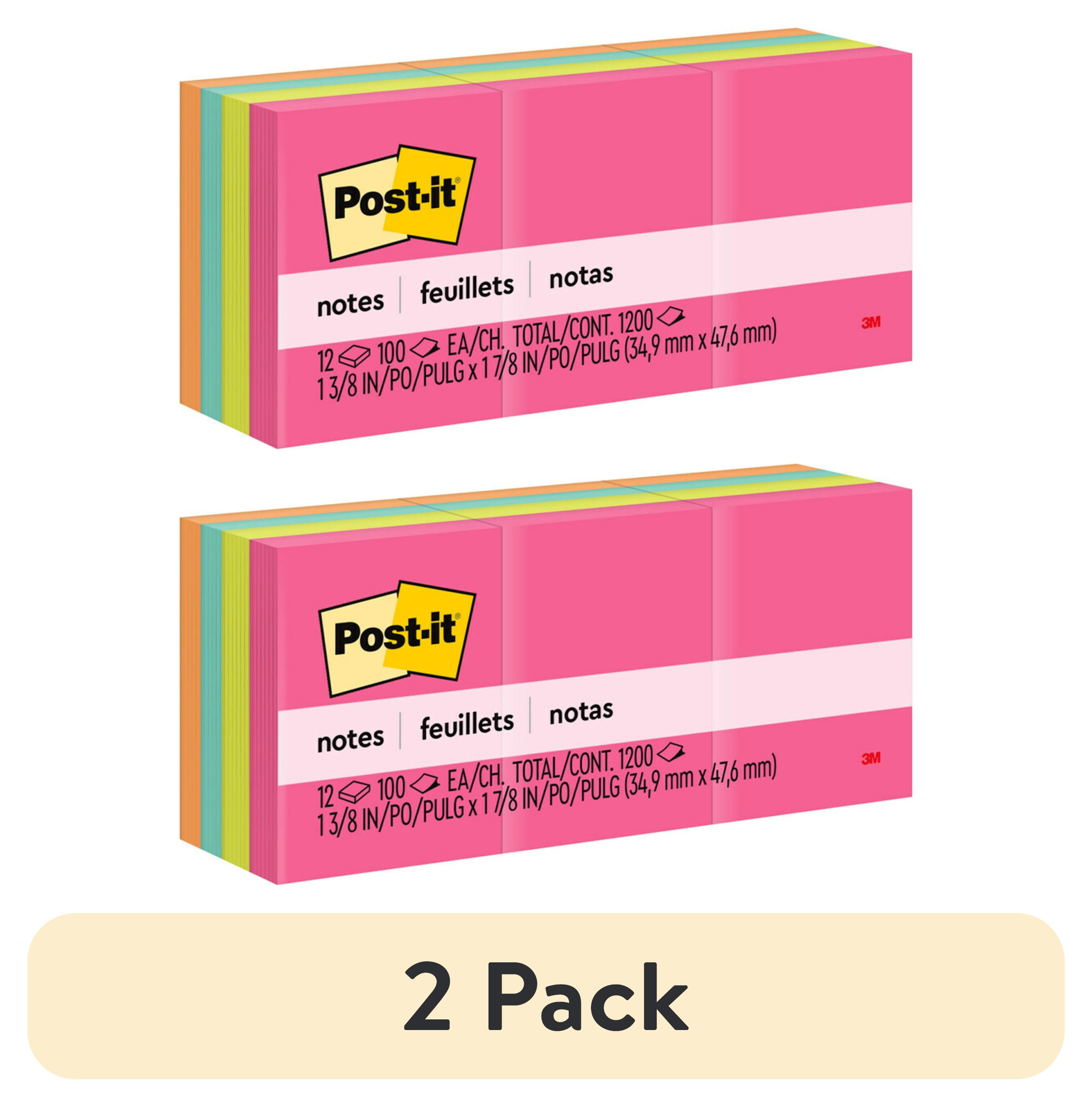 (2 pack) Post-it Notes, 1 3/8 in. x 1 7/8 in., Poptimistic, 12 Pads ...