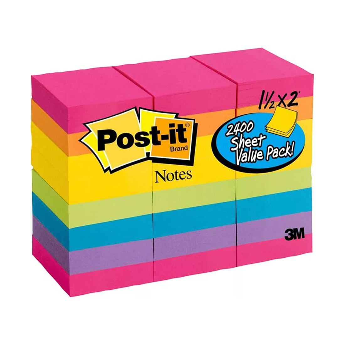 Post-it 653-Club-07 Sticky Notes, 1-3/8 in x 1-7/8 in, Assorted Colors ...
