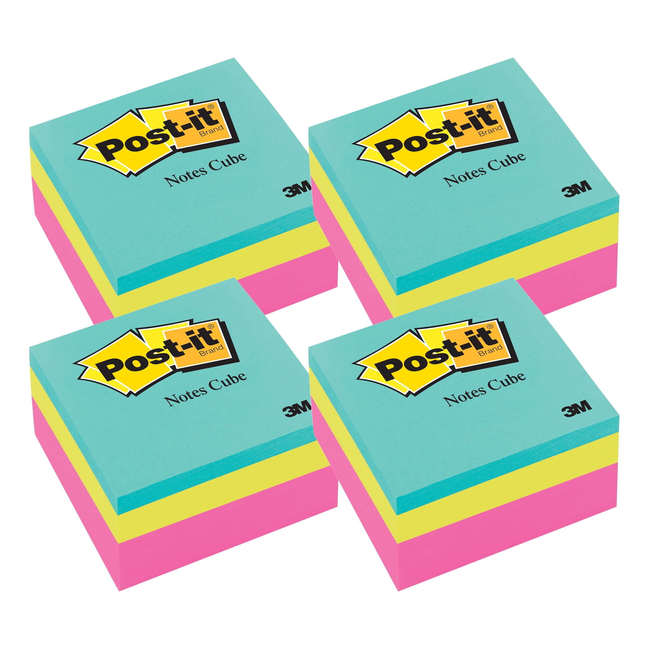 Post-it Notes Cube, Ultra Colors, 3" x 3", Pack of 4 - Walmart.com