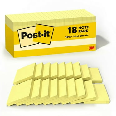 Post it® Notes, 3" x 3", Canary Yellow, Pack Of 18 Pads - Walmart.com