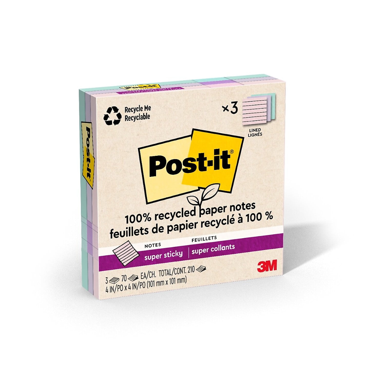 Post-it Notes Super Sticky 70007079596 4 in. x 4 in. Wanderlust Pastels ...