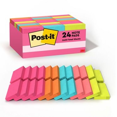Post-it Beachside Cafe Value Pack Sticky Notes, 1 3/8 x 1 7/8 in, 24 ...