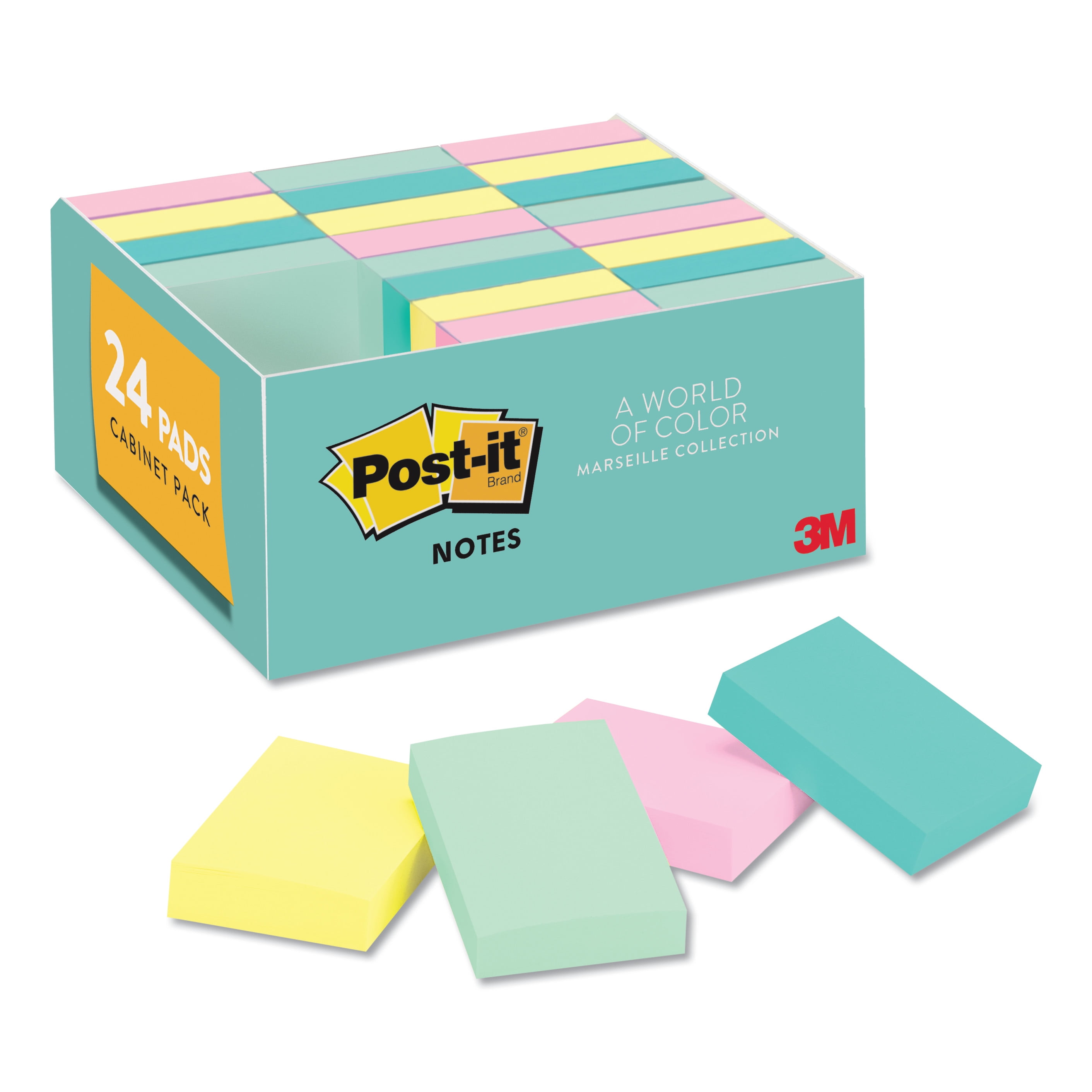 Post-it Original Pads in Beachside Cafe Collection Colors, 1.38" x 1.88 ...