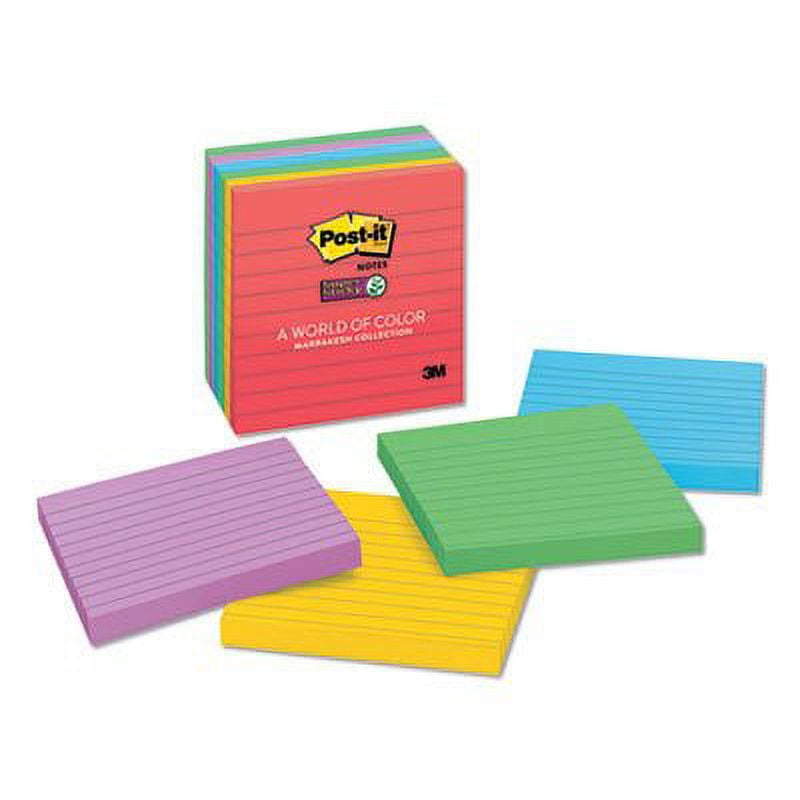 Post-it Pads in Playful Primary Collection Colors, Note Ruled, 4" x 4 ...