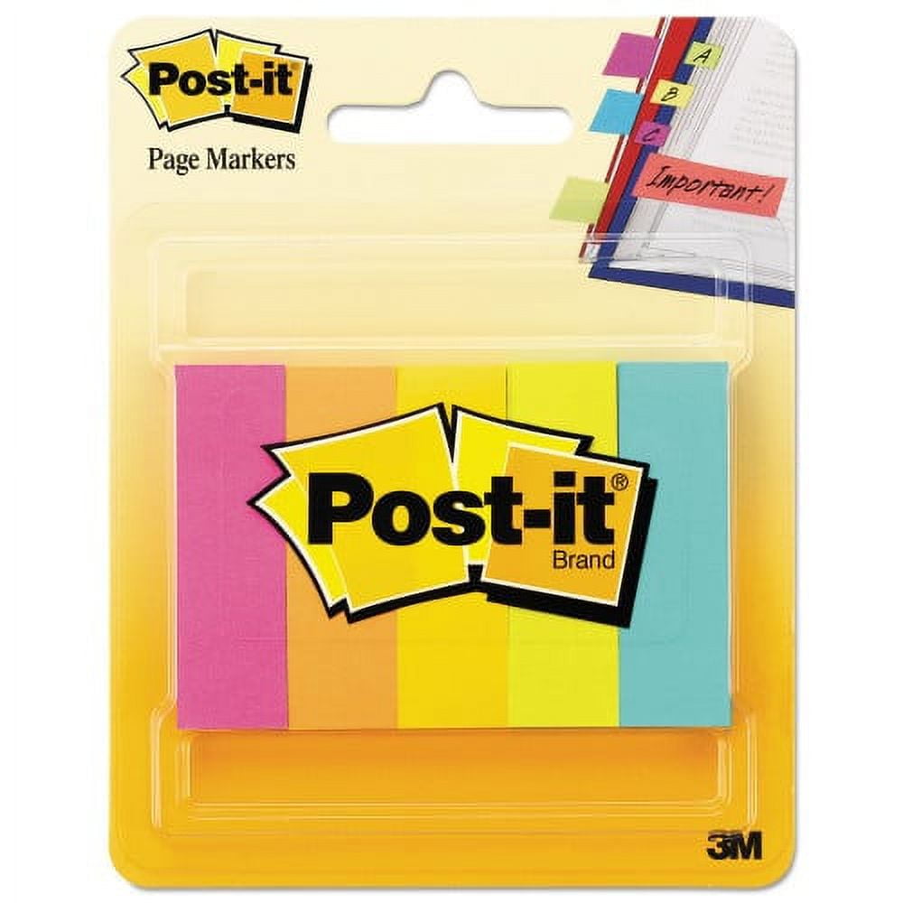 Post-it Page Flag Markers, Assorted Brights, 100 Flags/Pad, 5 Pads/Pack ...