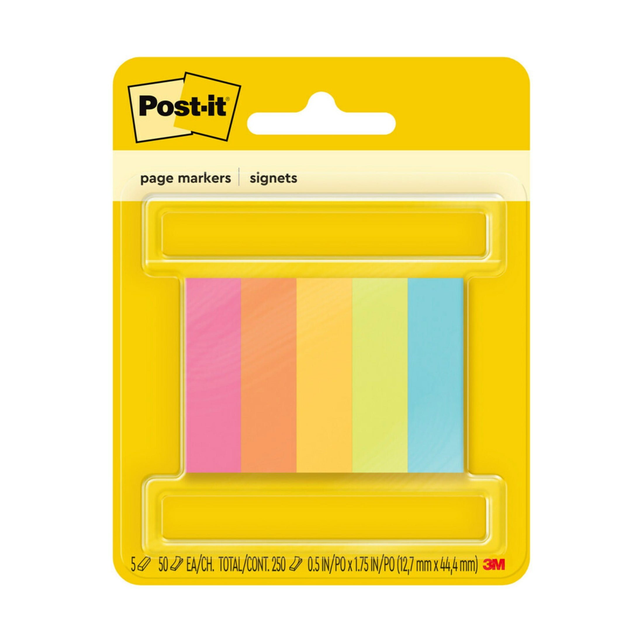 Post-it Page Markers, Assorted Colors, 1/2 in. x 2 in., 250 Page ...