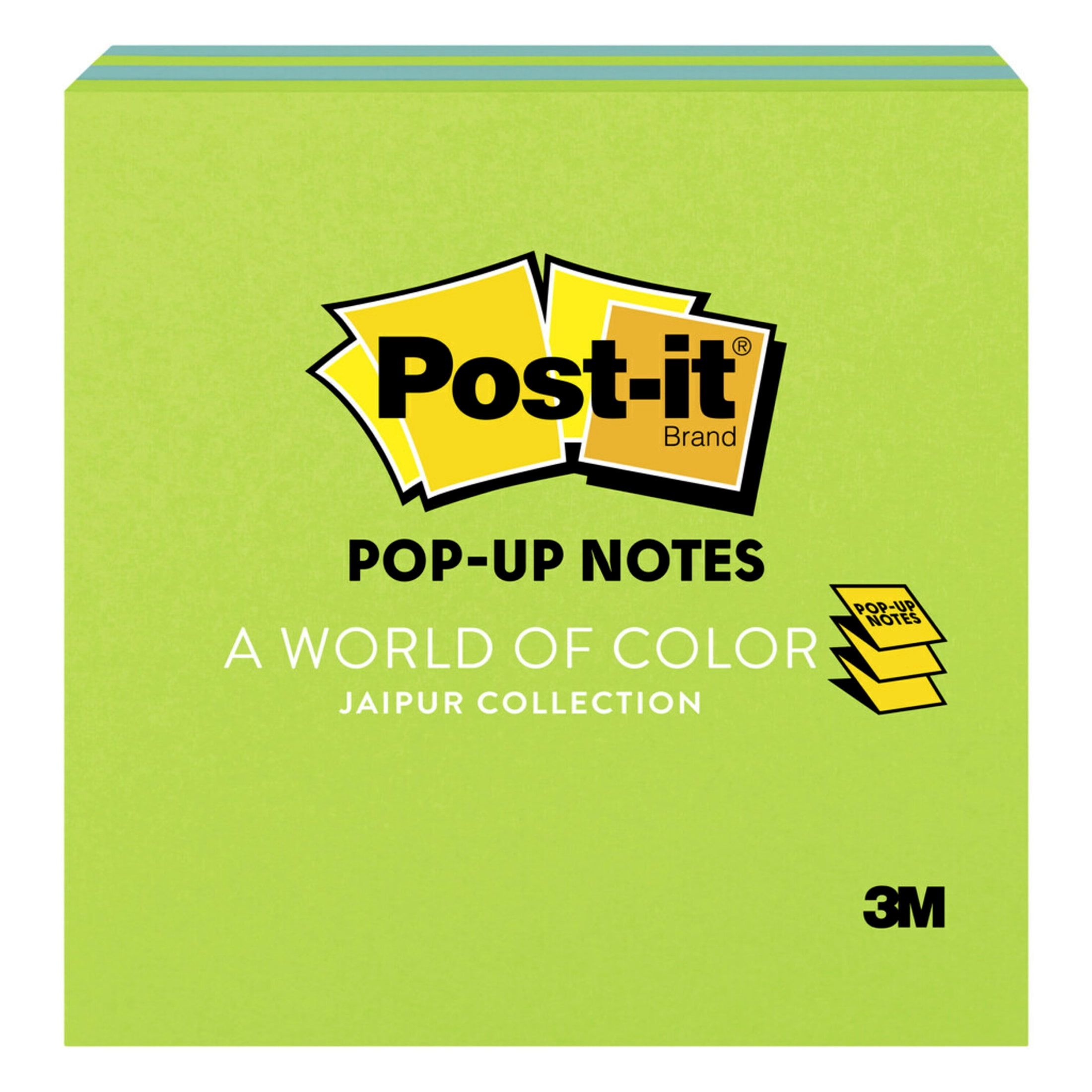 Post-It Pop-Up Sticky Notes, Jaipur Color Collection, 3" x 3", 4 Pads ...
