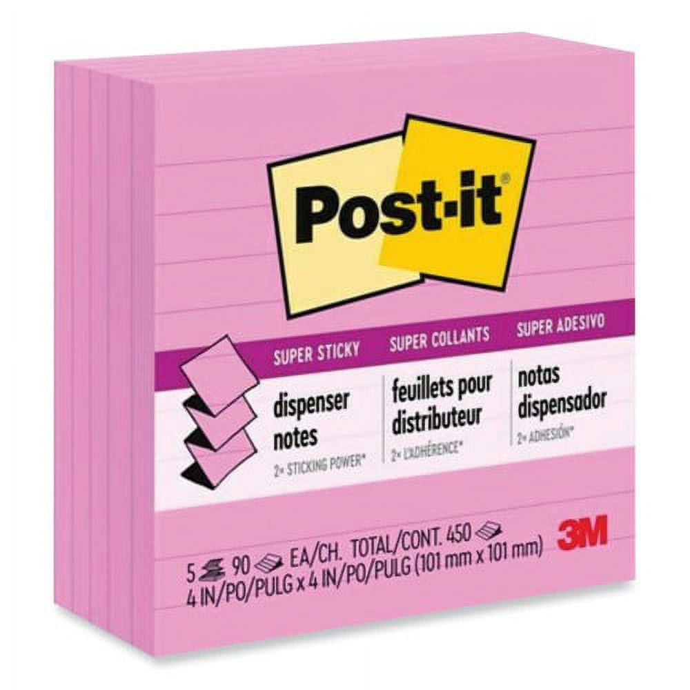 Post-it Pop-up Notes Refill, Note Ruled, 4" x 4", Neon Pink, 90 Sheets ...