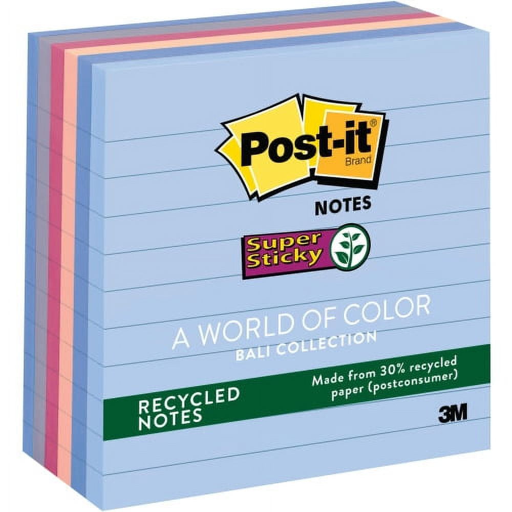 Post-it Recycled Super Sticky Notes, 2x Sticking Power, 4 in x 4 in ...
