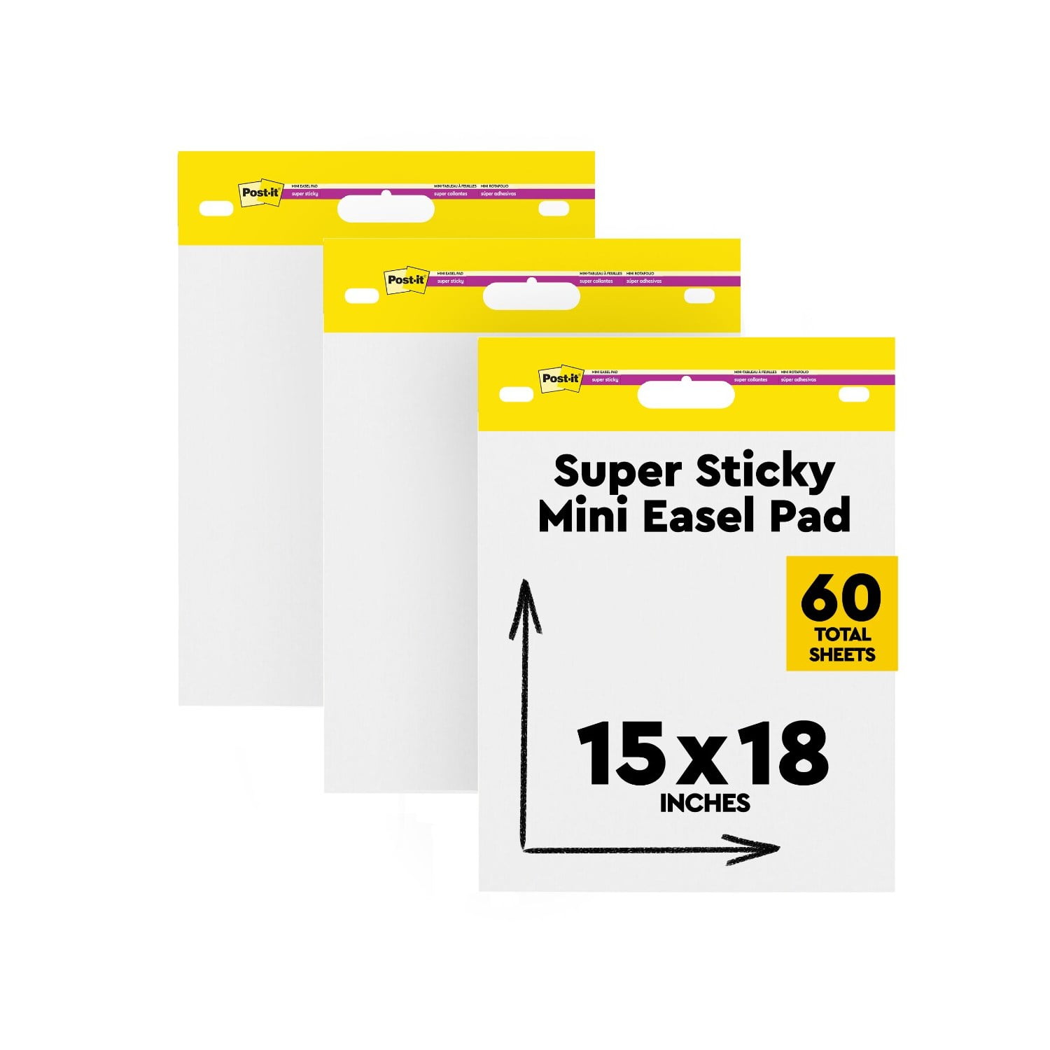 Post-It Sticky Note Easel Pad: 15x18 in., 20 sheets/pad, 3-pack Mini ...