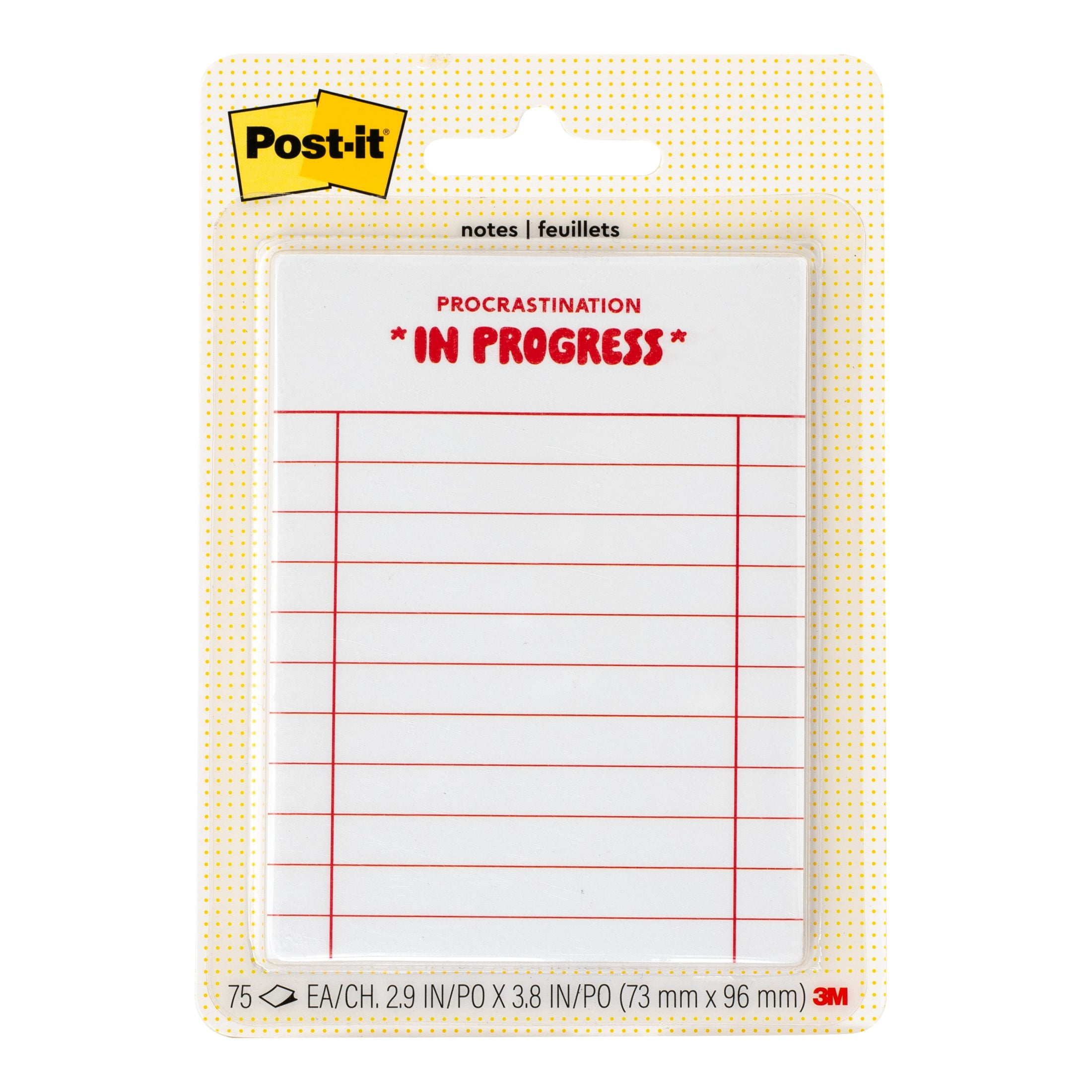 Post-it Mini List Sticky Notes "Procrastination in Progress", 2.9 in x ...