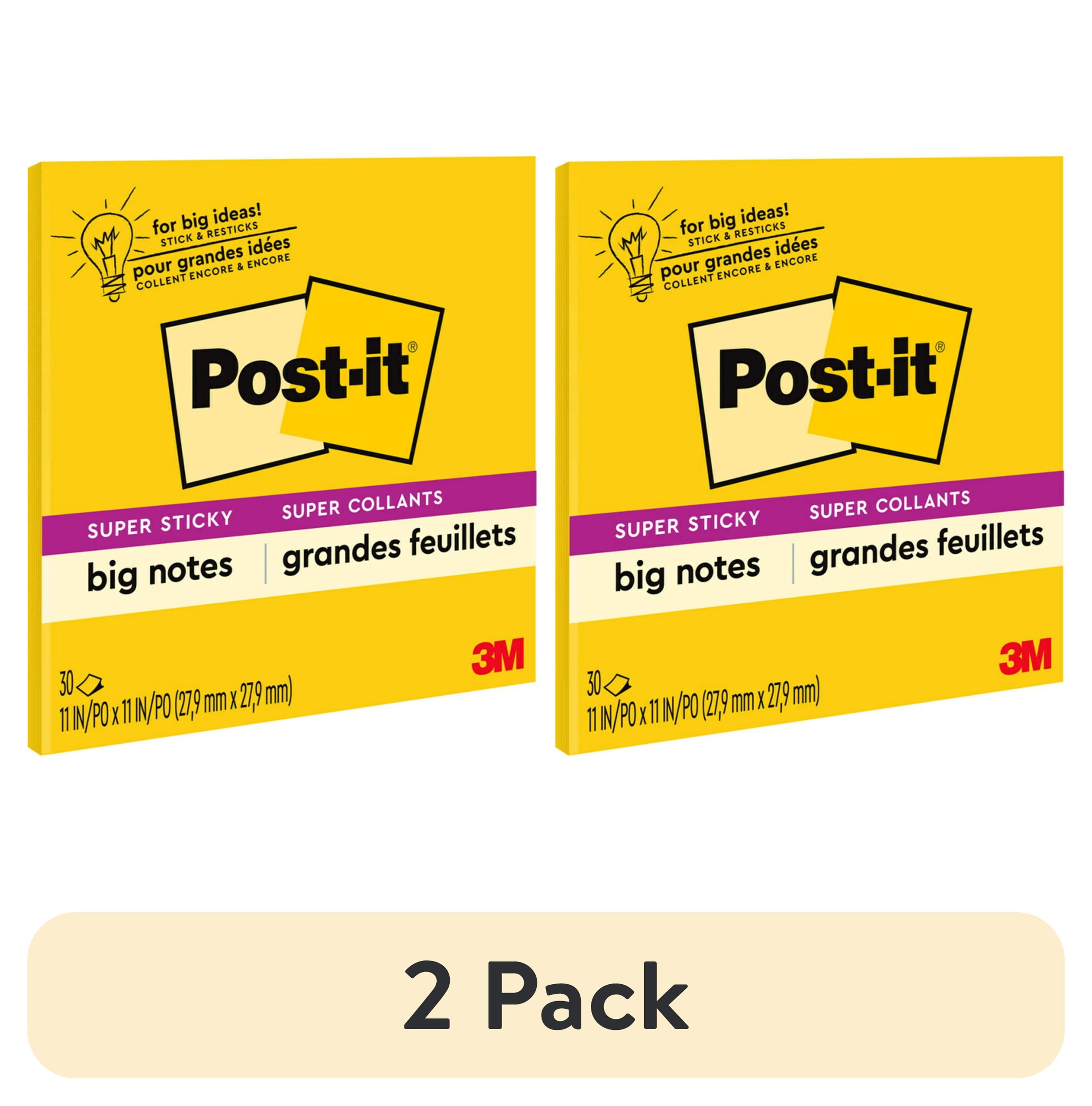 (2 pack) Post-it Super Sticky Big Notes, 11 in x 11 in, Bright Yellow ...