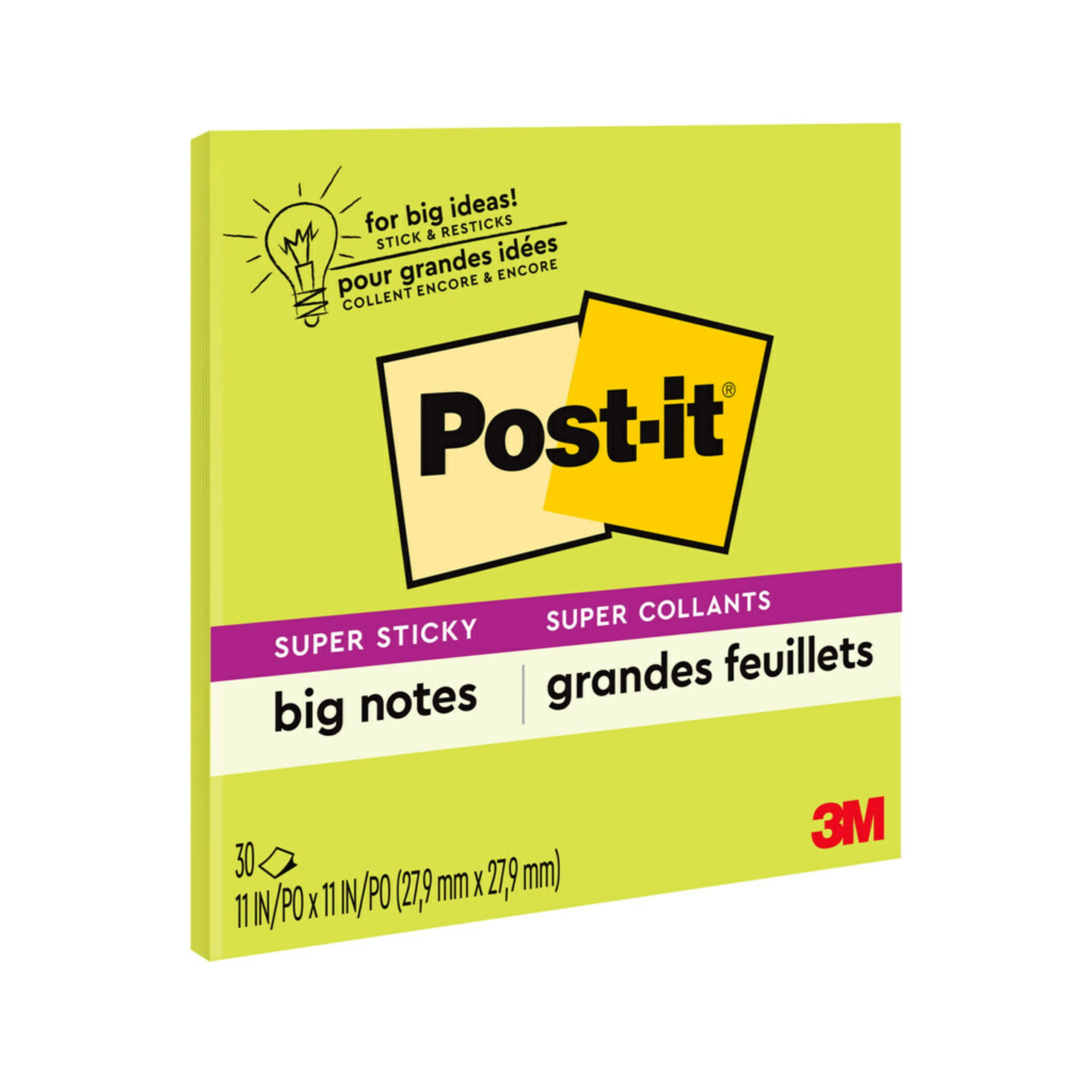 Post-it Super Sticky Big Notes, 11 in x 11 in, Neon Green - Walmart.com