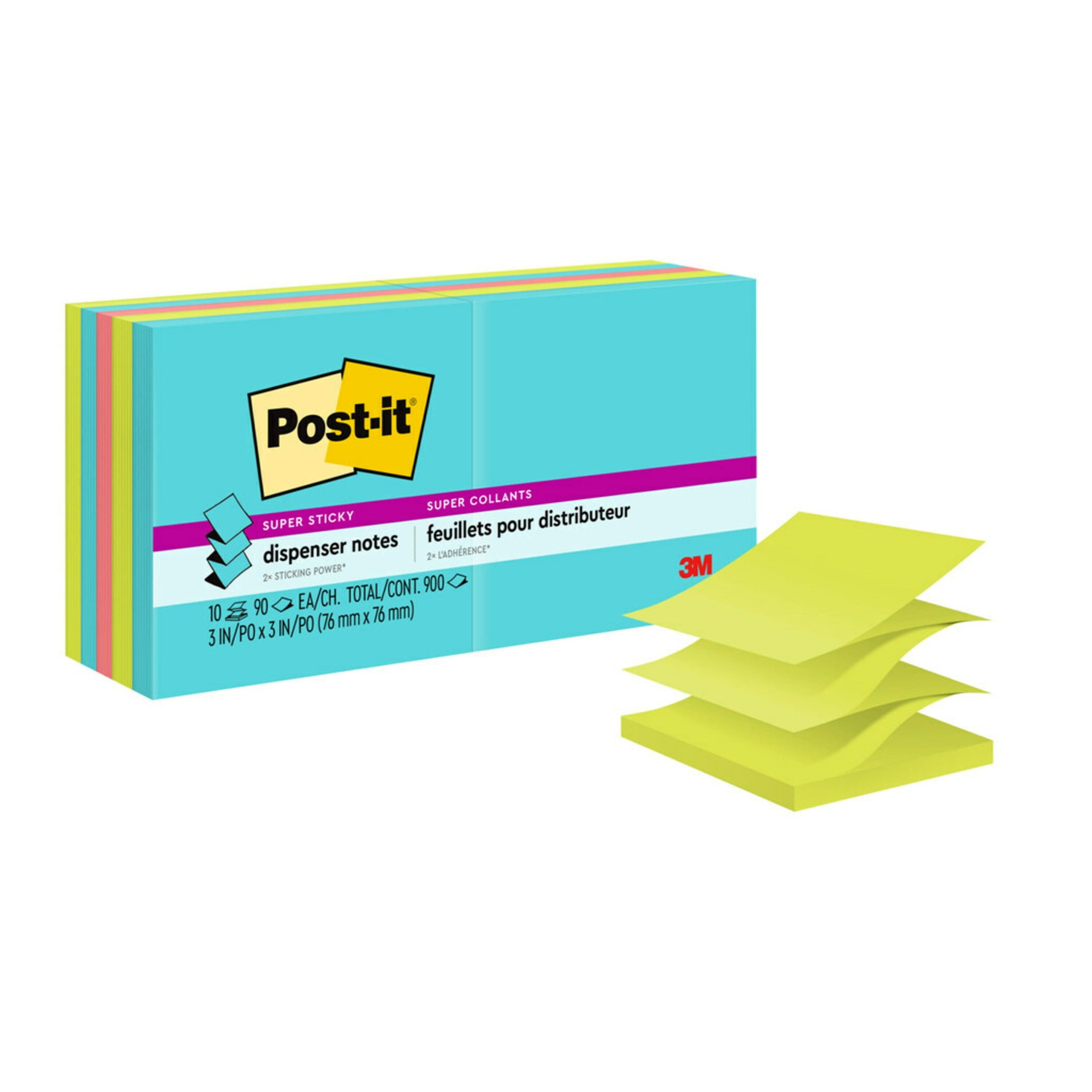 Post-it Super Sticky Pop-up Notes Dispenser, 3x3 Supernova Neons, 10 ...