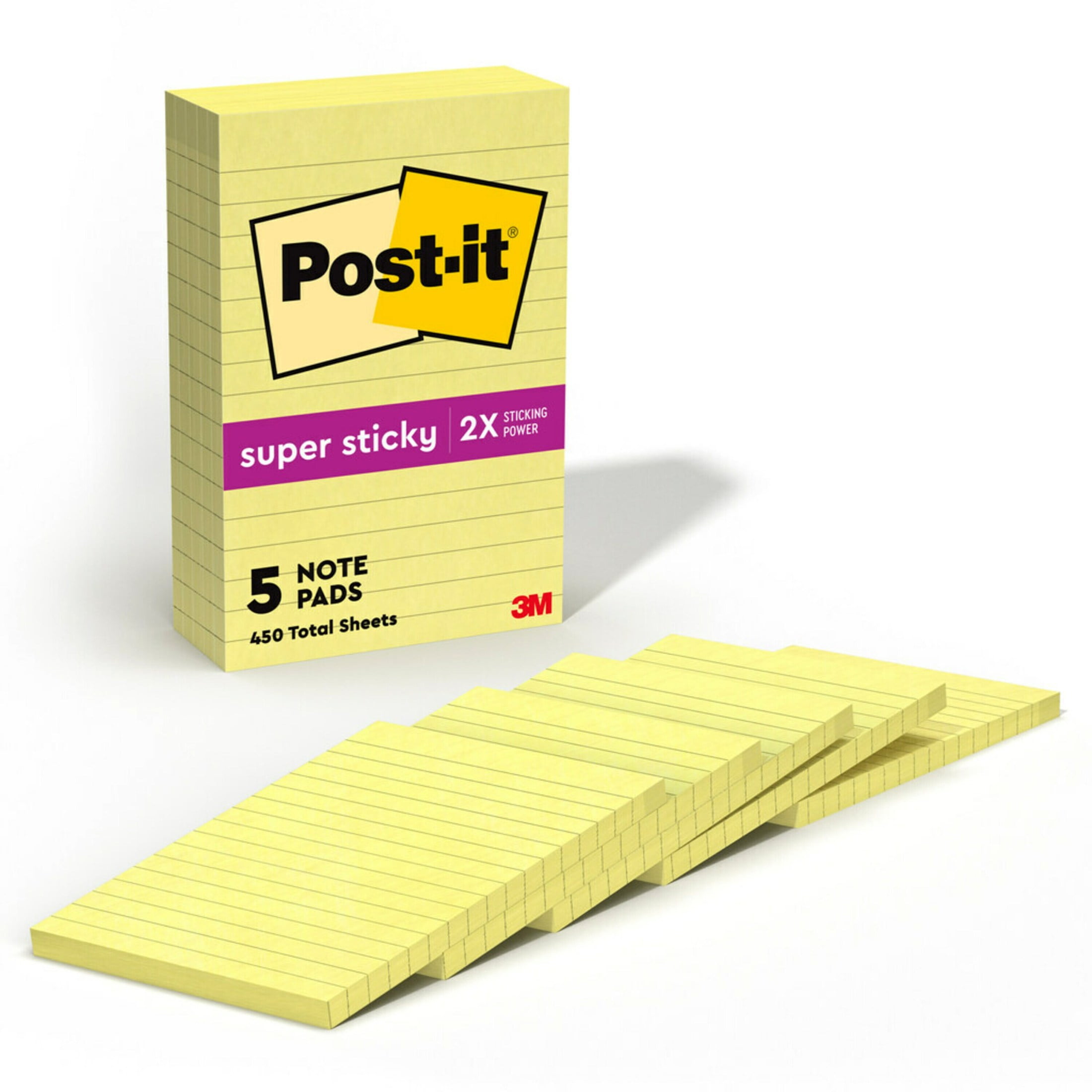 Post-it Super Sticky Lined Notes, 5 Packs, Canary Yellow, 4 in. x 6 in ...