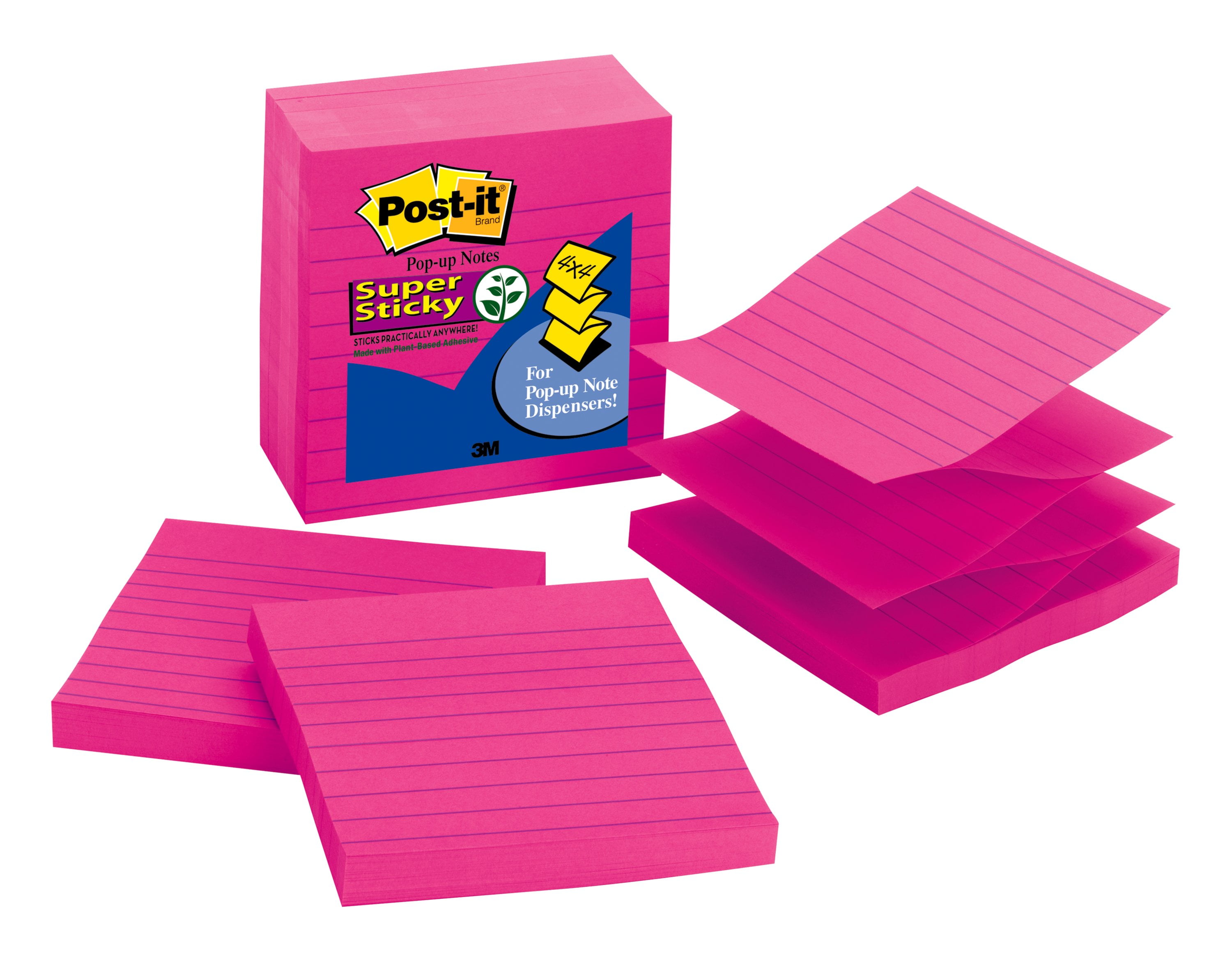 Post-it Super Sticky Lined Pop-up Notes, 4" x 4", Fuschia, 5 Pads ...