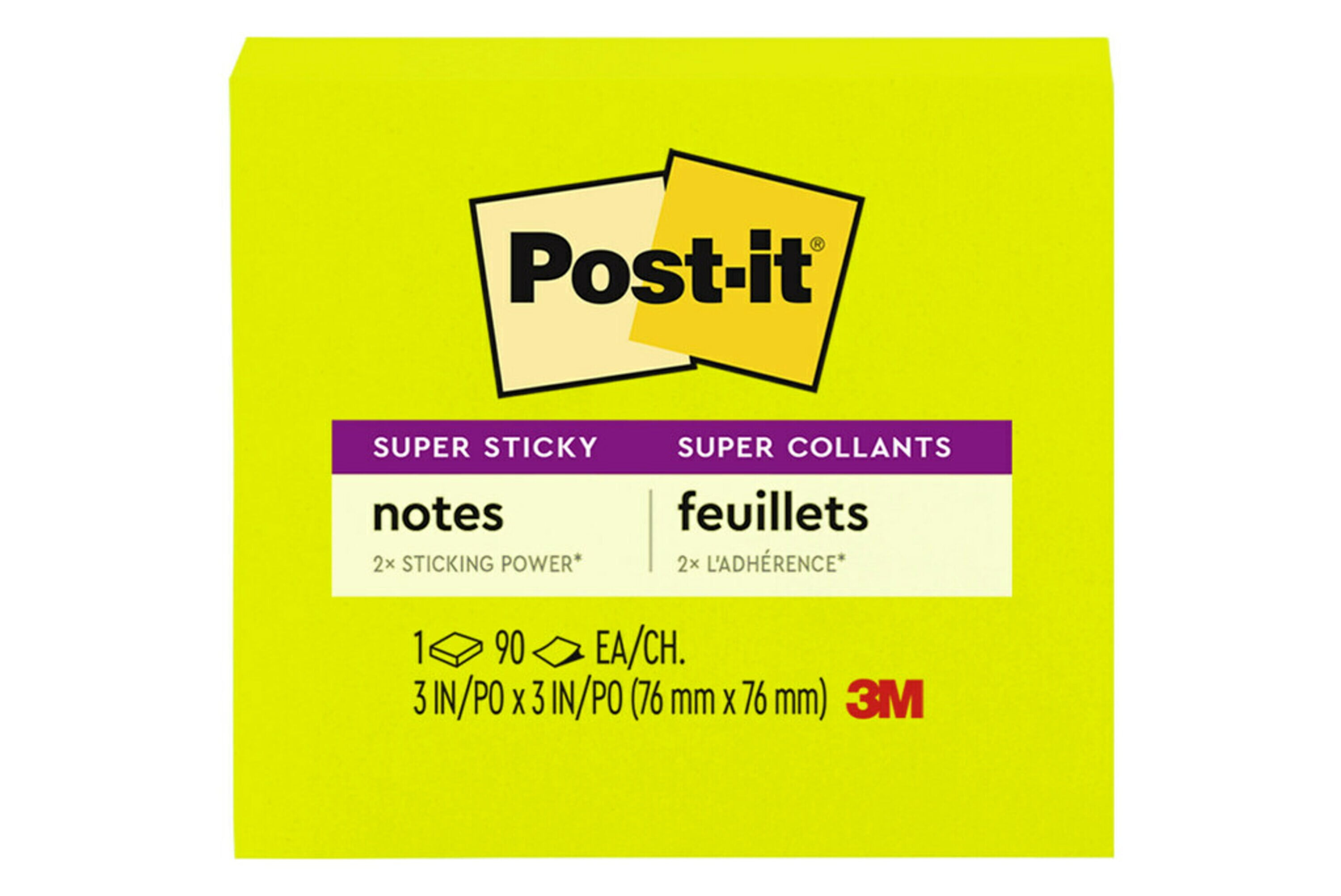 Post-it Super Sticky Notes, 3 in x 3 in, Bright Green, 1 Pad - Walmart.com