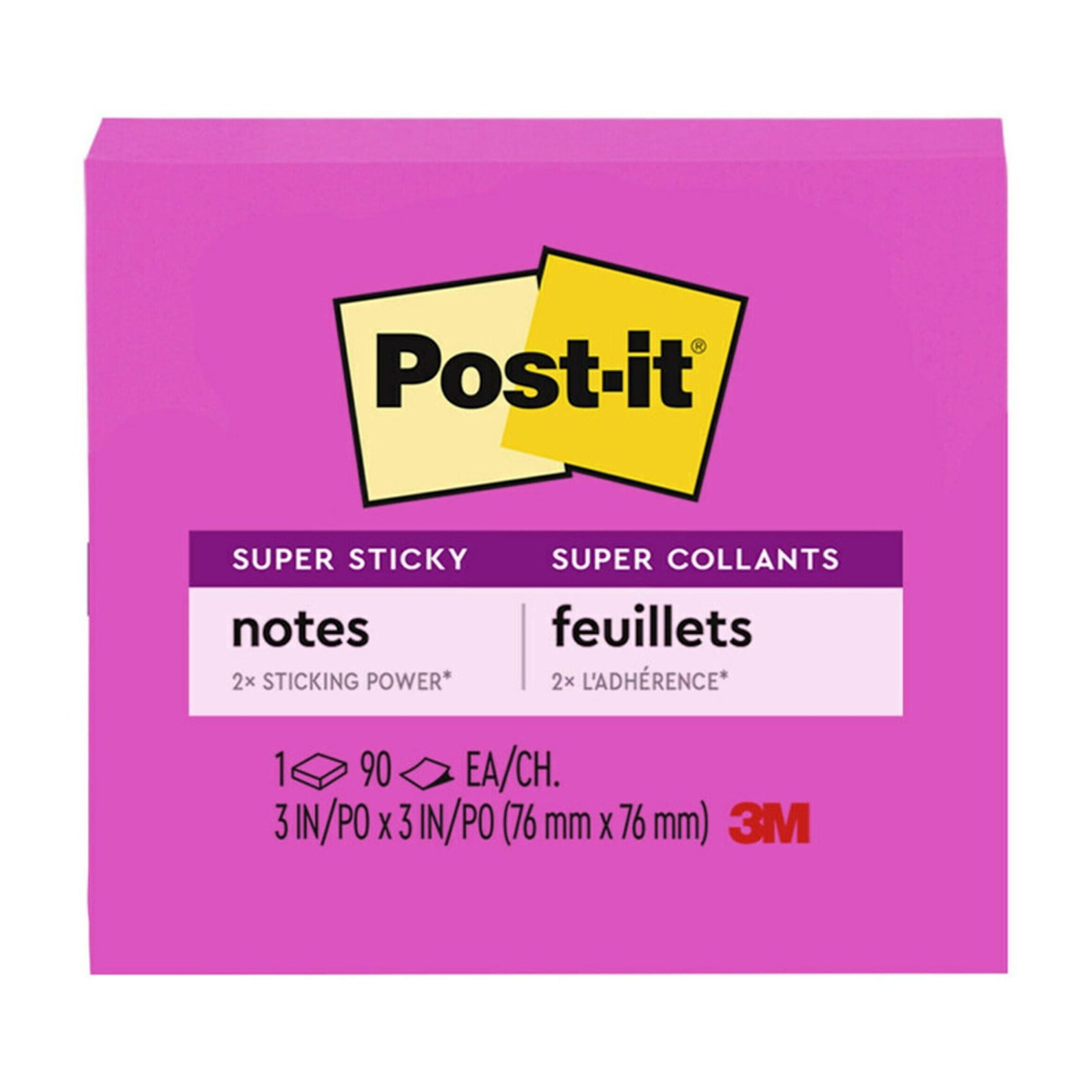 Post-it Super Sticky Notes, 3 in x 3 in, Bright Pink, 1 Pad - Walmart.com