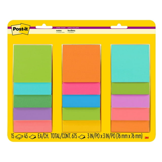 Post-it Super Sticky Notes, 3 in x 3 in, Supernova Neons and Energy ...