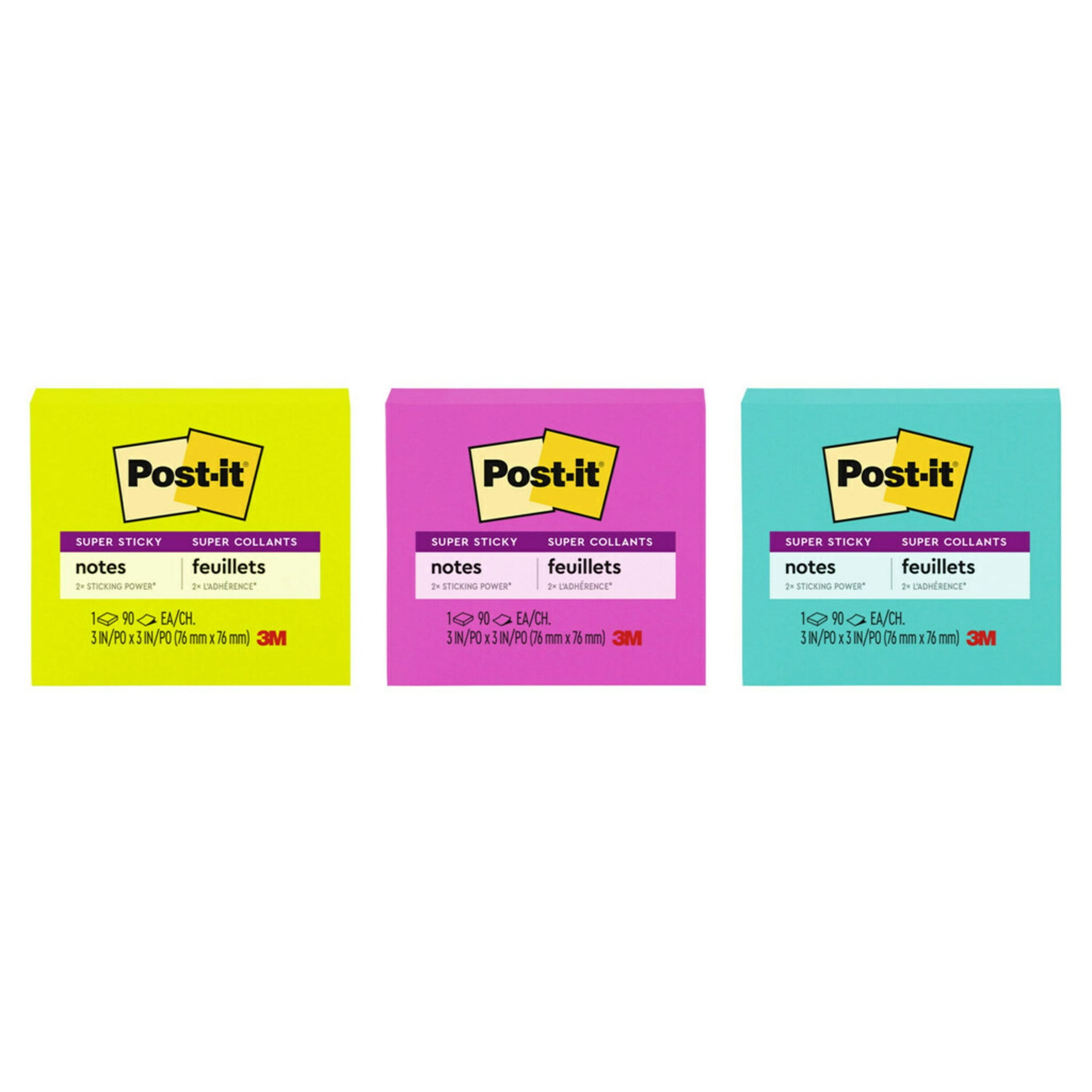 "Post-it Colored Super Sticky Notes, 3"" x 3"", 1 Pad Total, Color May ...