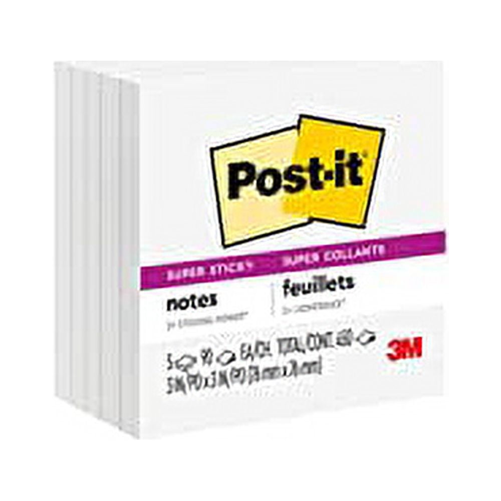 Post-it Super Sticky Notes, 3x3 in, 5 Pads, 2x the Sticking Power ...