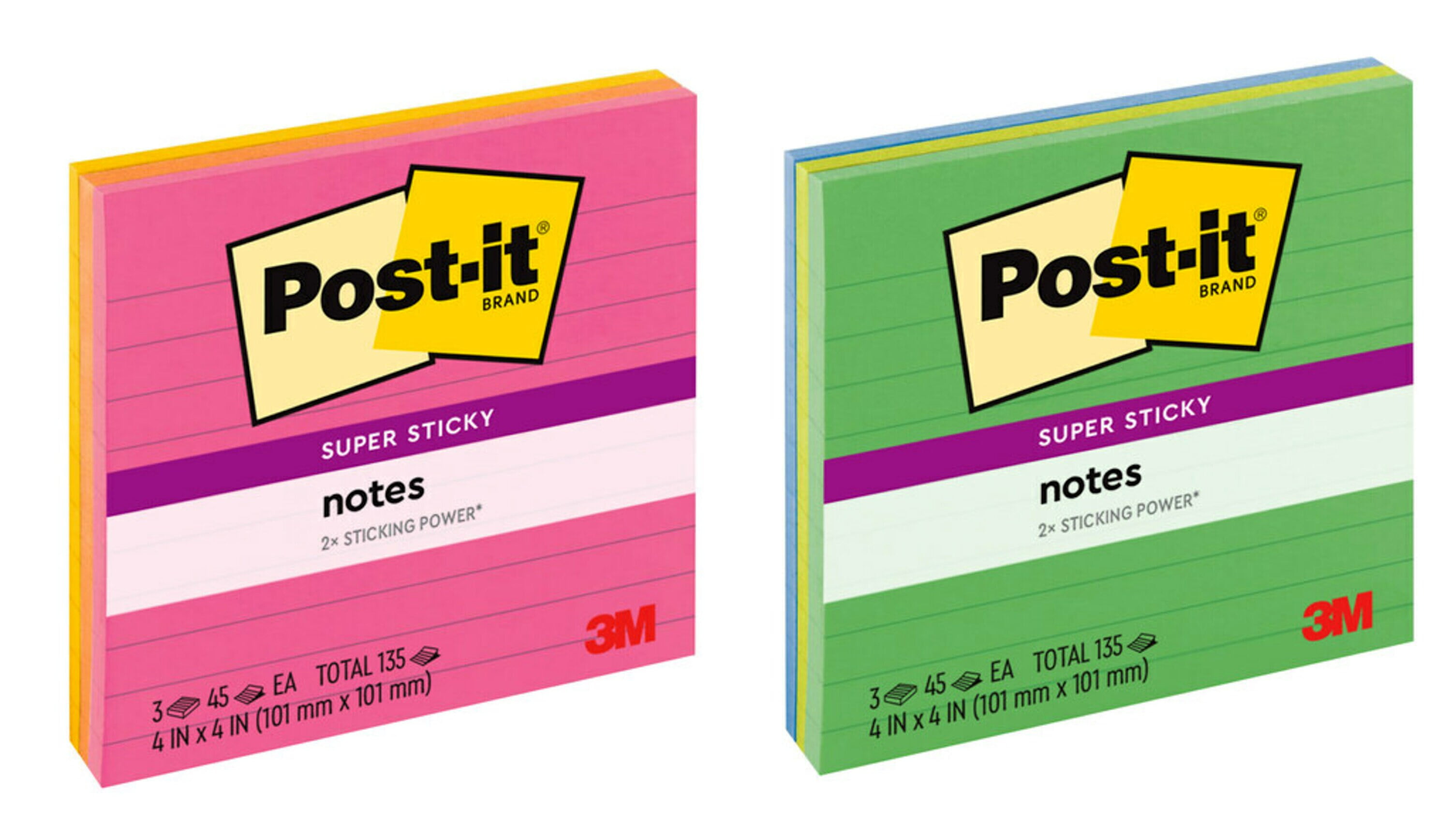 Post-it® Super Sticky Notes, 4 in. x 4 in., Assorted Bright Colors ...