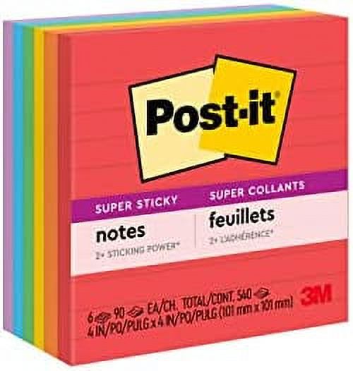 Post-it Super Sticky Notes, 6x4 in, 6 Pads, 2x the Sticking Power ...