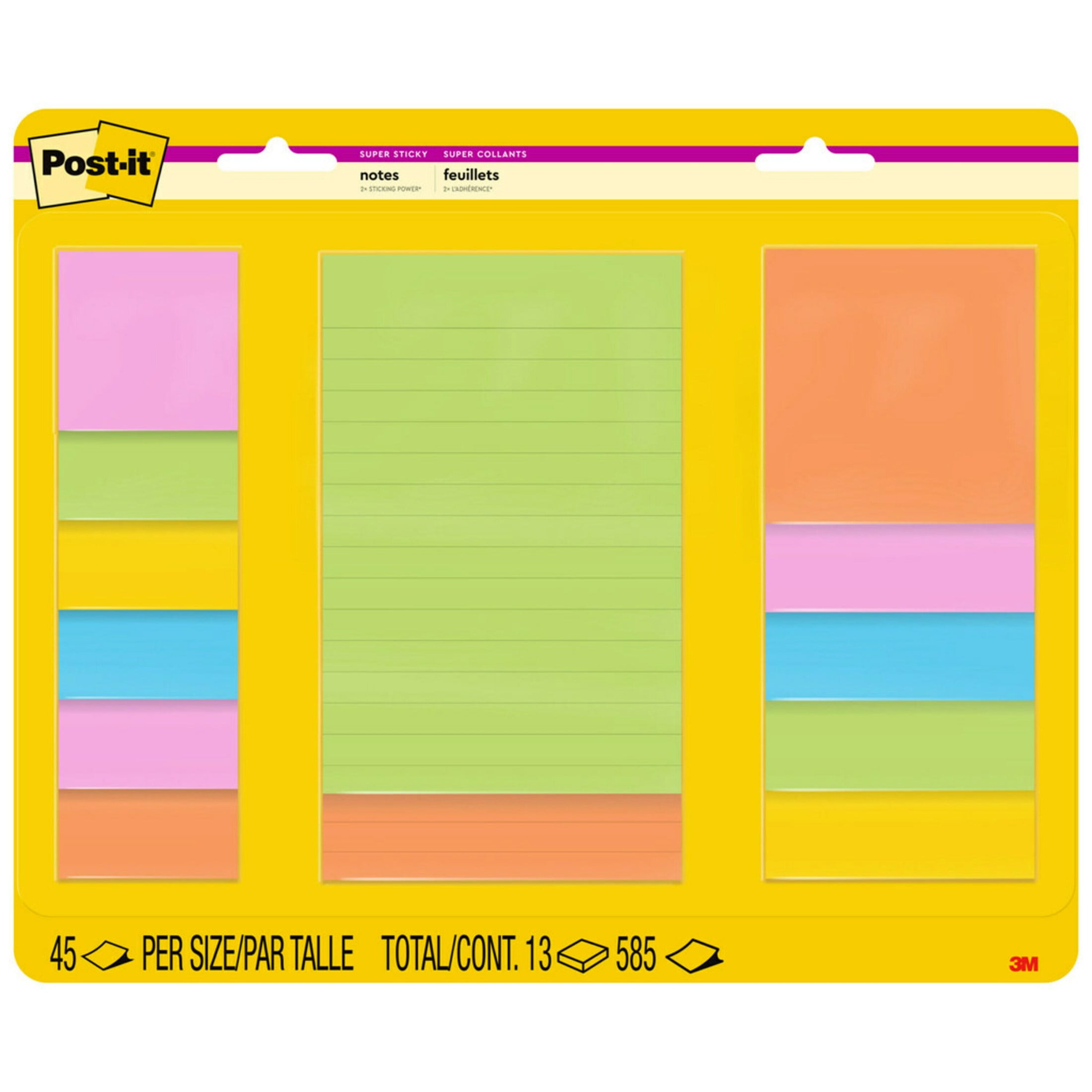 Post-it Super Sticky Notes, Assorted Sizes, Energy Boost Collection ...