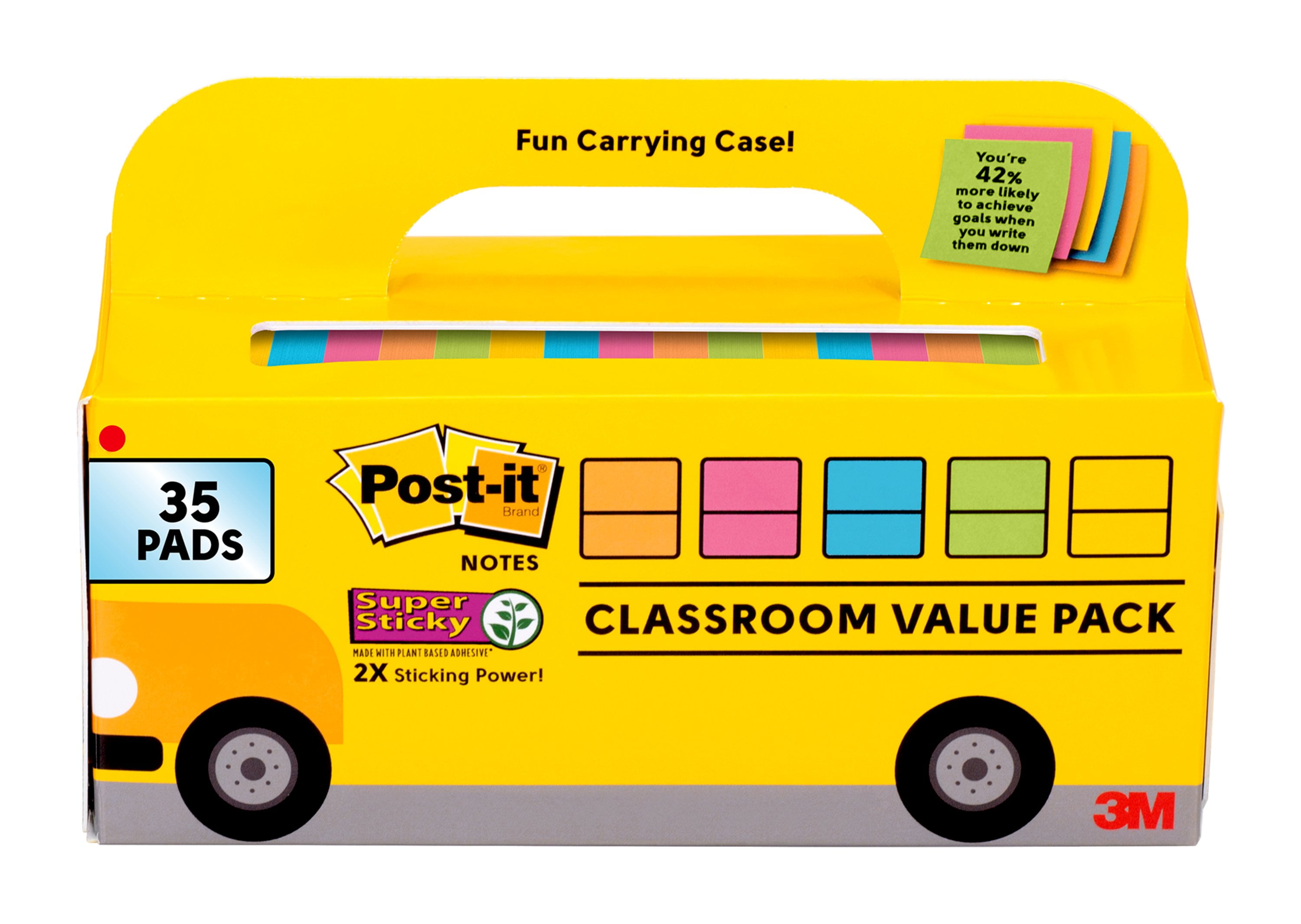 Post-it® Super Sticky Notes, Bus Cabinet Pack, Assorted Bright Colors ...