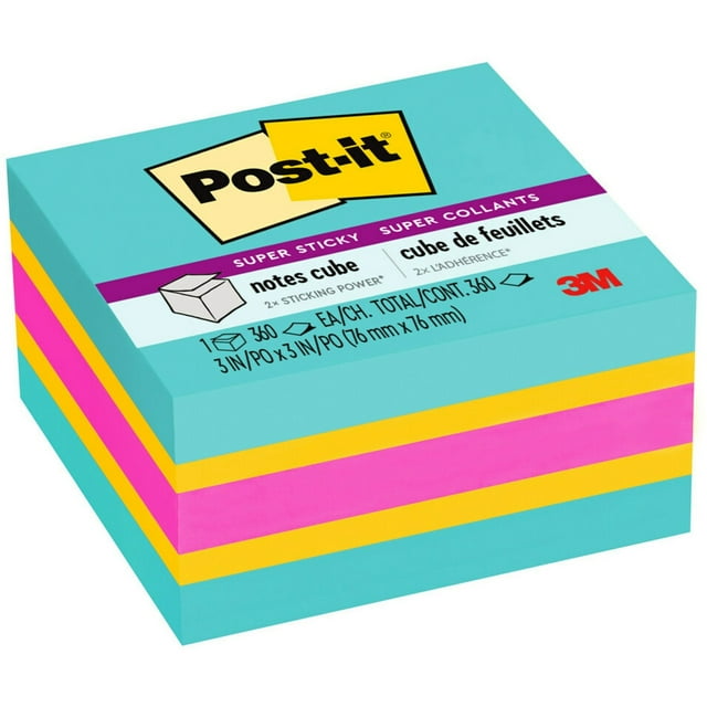 Post-it Super Sticky Notes Cubes 3" x 3" - Square - 360 Sheets per Pad ...