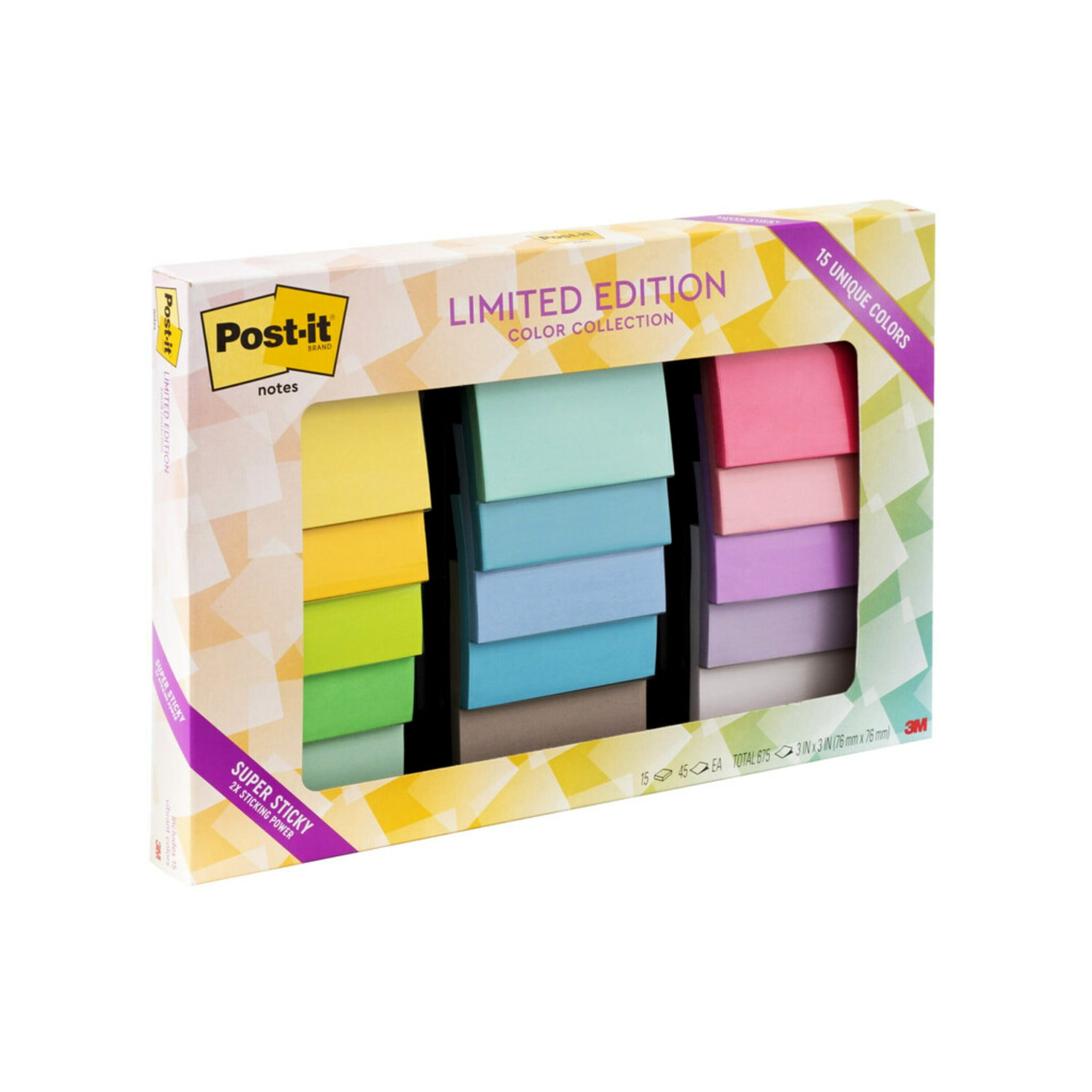 "Post-it Super Sticky Notes, 3"" x 3"", 15 Pads Multipack, Limited ...
