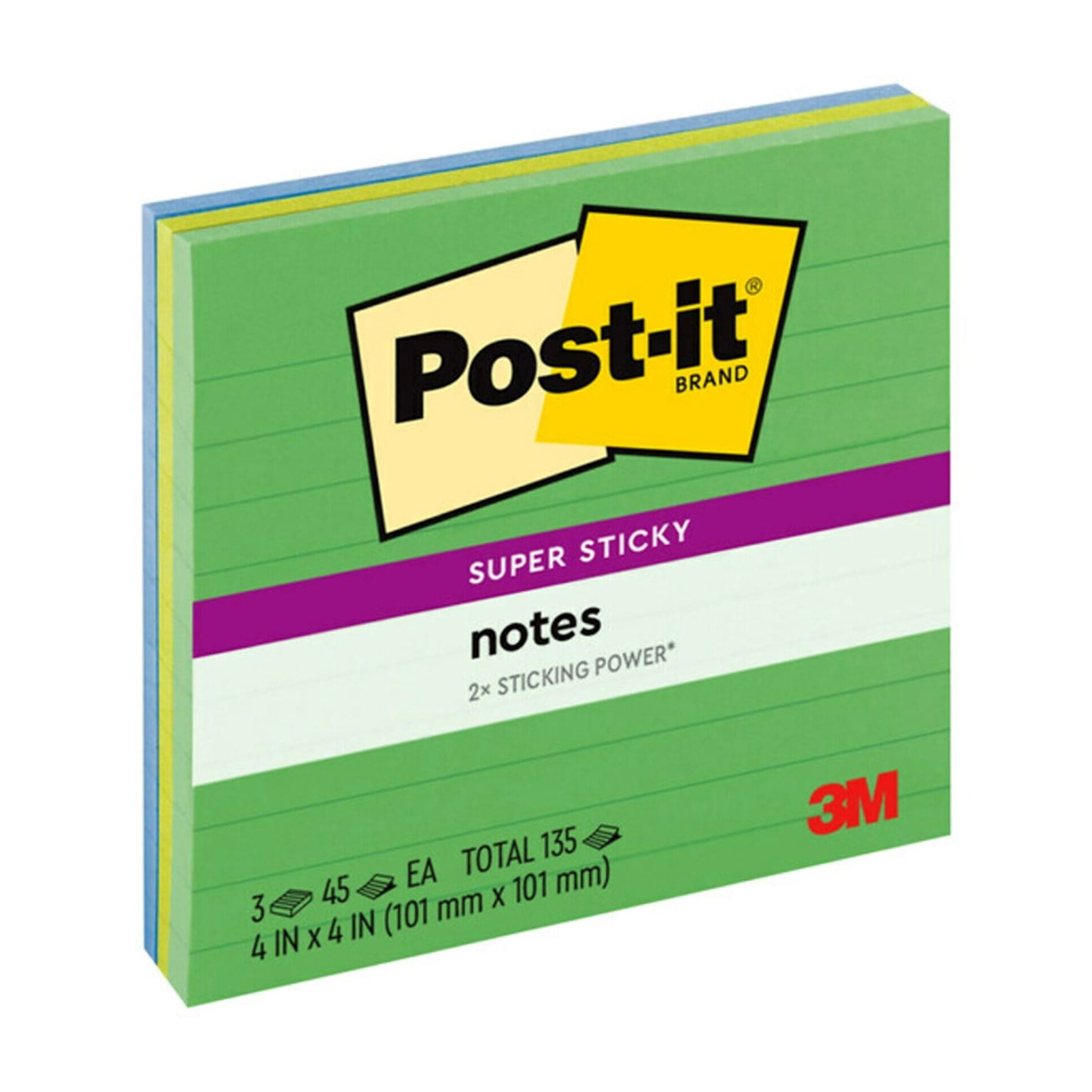 Post-it Super Sticky Notes, Lined, 4 in x 4 in, Assorted Greens and ...
