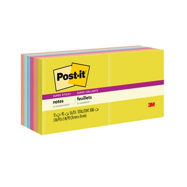 Post-it Recycled Super Sticky Notes, 3 in x 3 in, Wanderlust Pastels ...