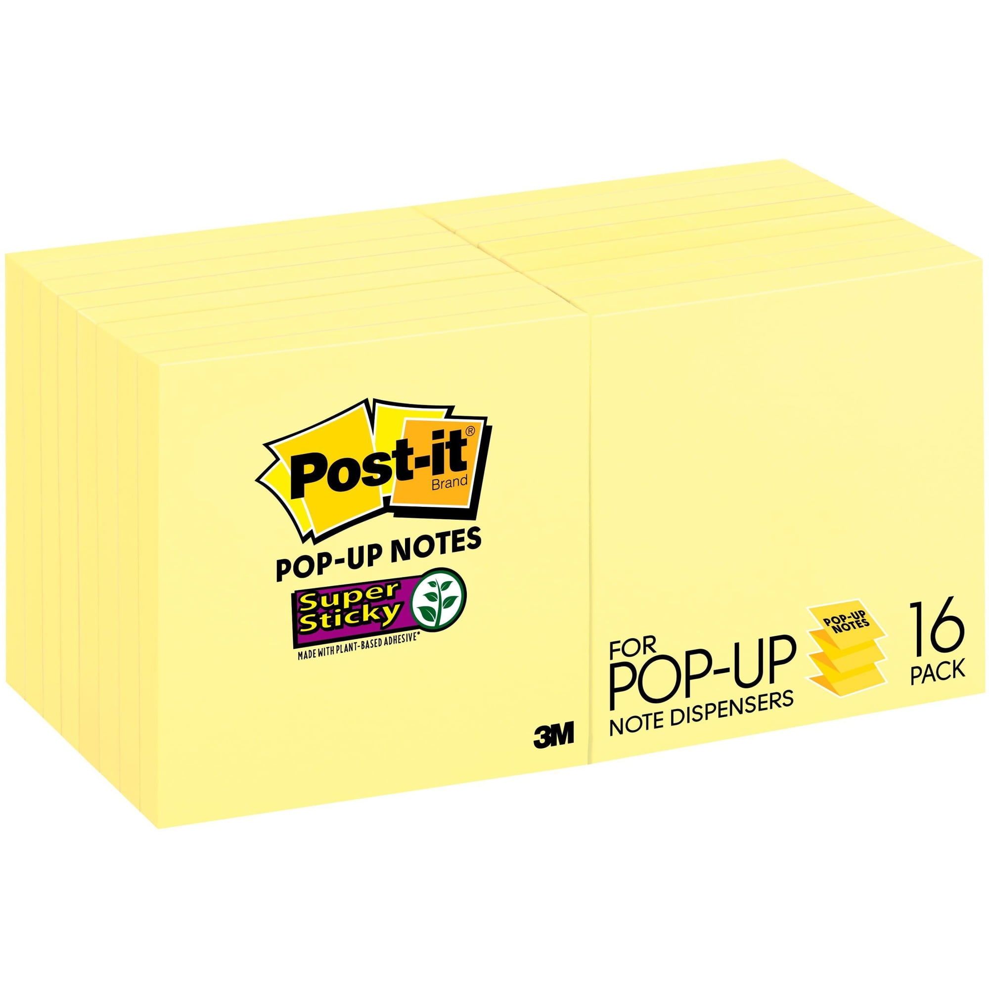 Post-it® Super Sticky Pop-Up Notes, 3' x 3", 16 Pads, 90 Sheets/Pad ...
