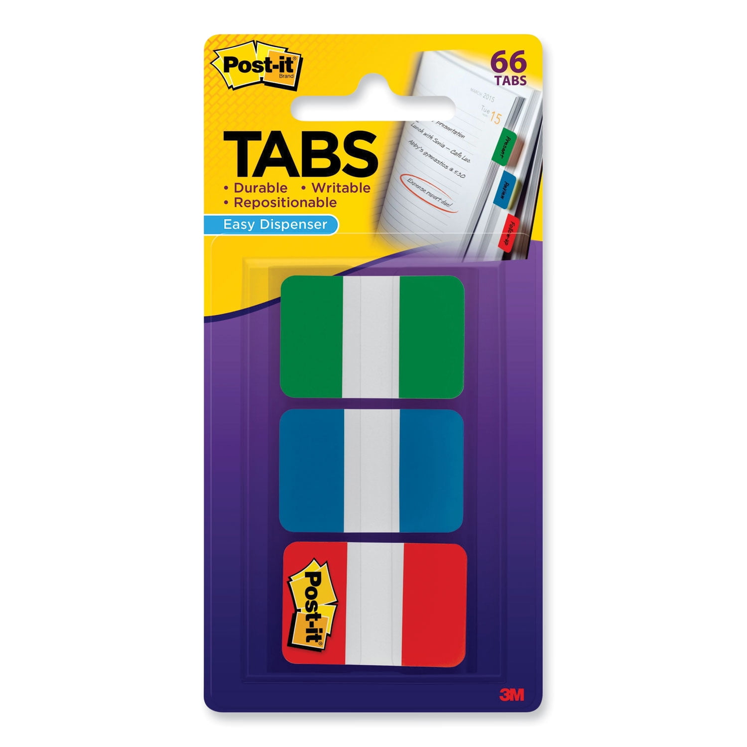 Post-it Tabs 1\\" Plain Solid Color Tabs, 1/5-Cut, Assorted Colors, 1 ...
