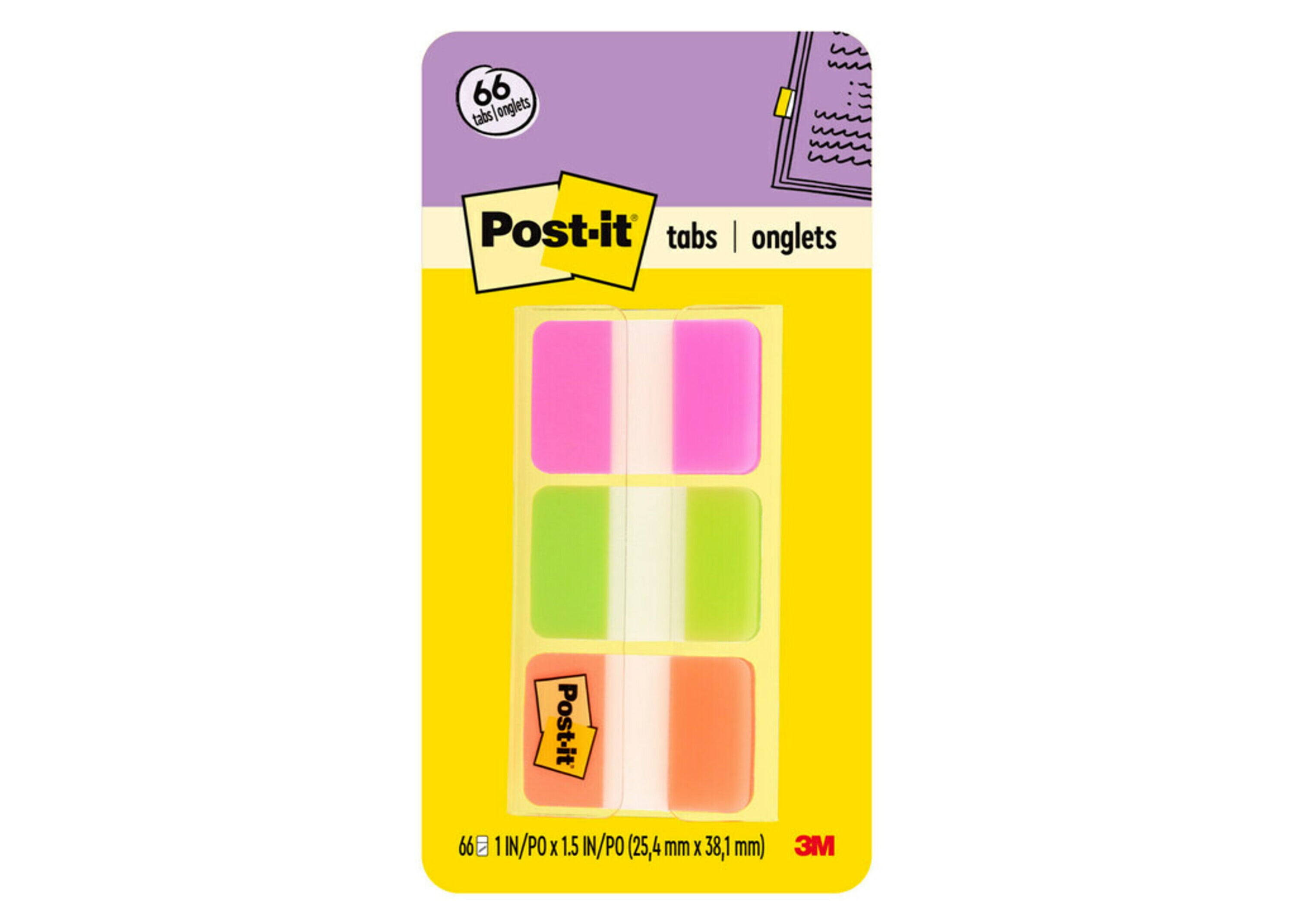 Post-it Tabs Office Supplies, Durable Page Markers, 1 in. Wide ...