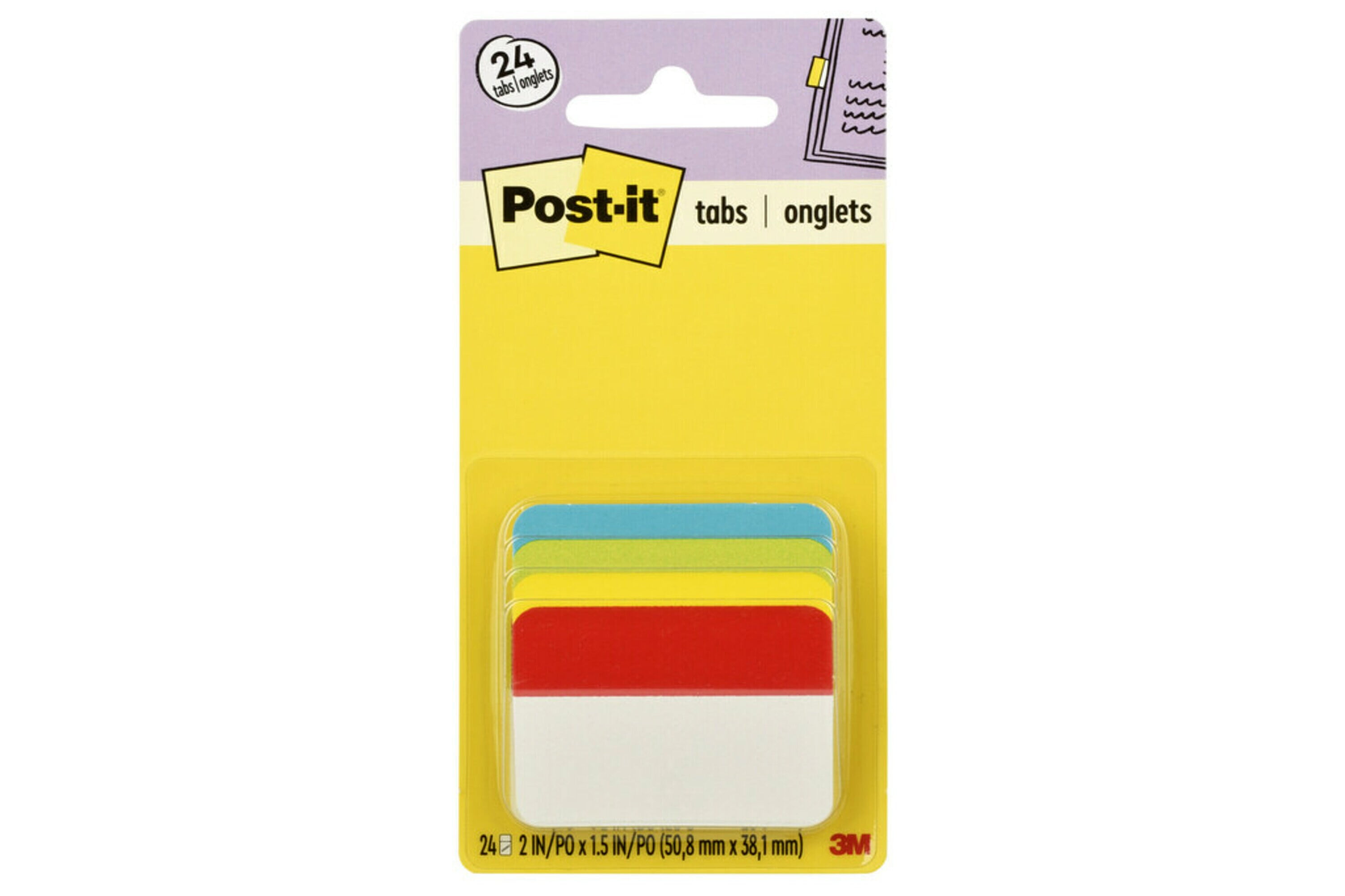 Post-it® Tabs, 2 in. Angled Solid, Assorted Primary Colors, 6 Tabs ...
