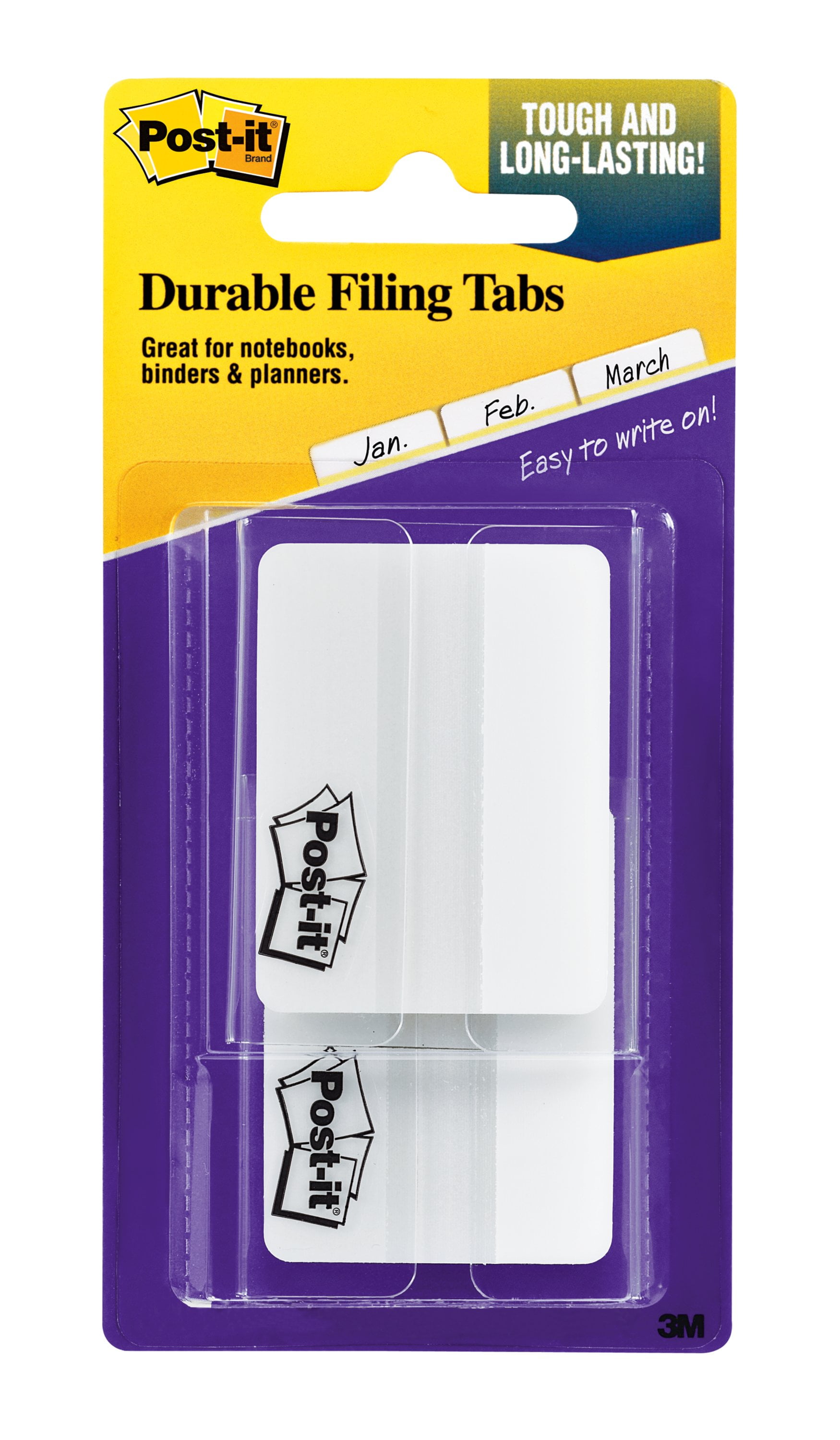 Post-it Tabs, 2 in., Solid, White, 25 Tabs/On-the-Go Dispenser, 2 ...