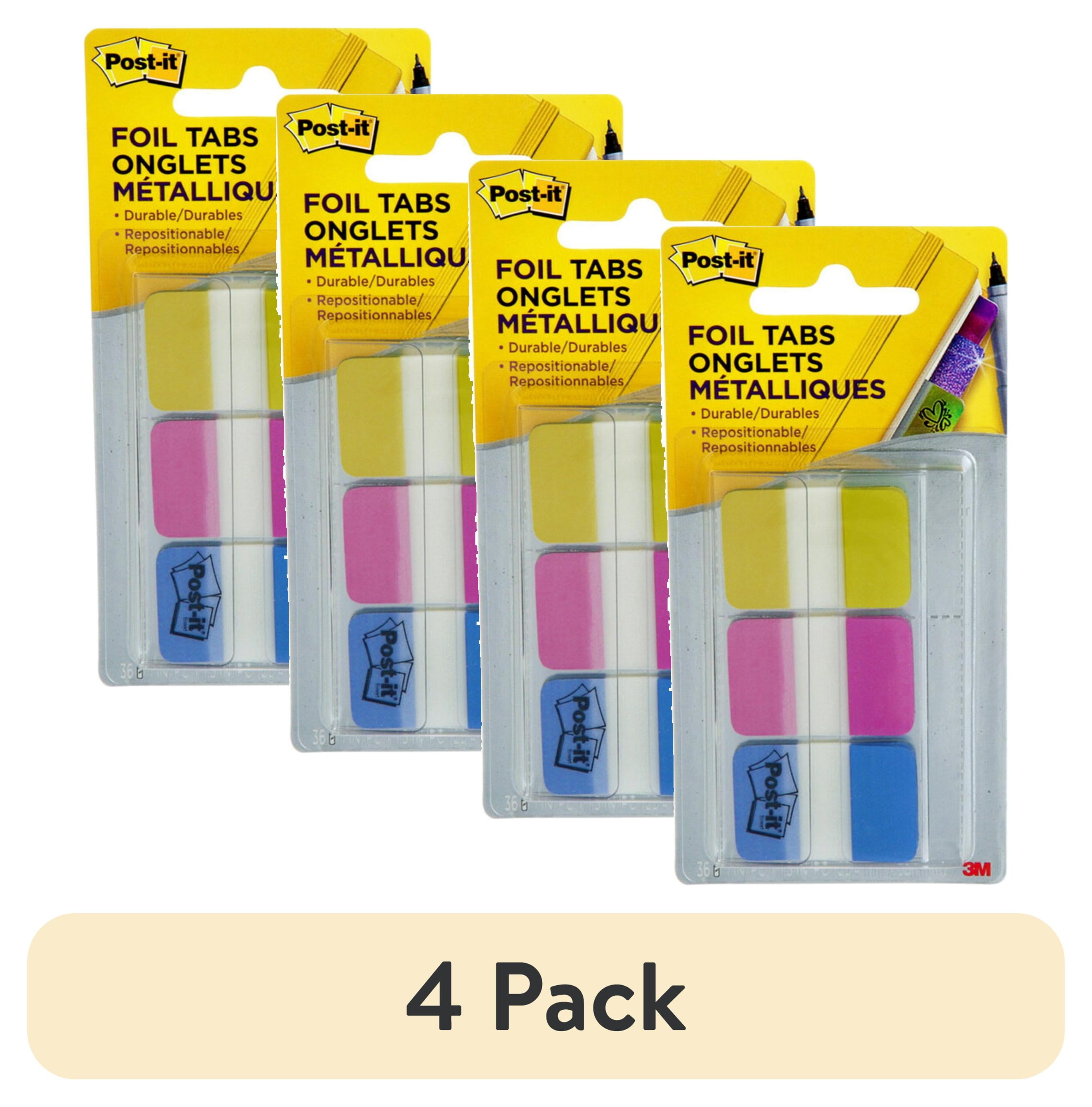 (4 pack) Post-it® Tabs, Foil Iridescent Colors, 1 in x 1.5 in (25.4 mm ...