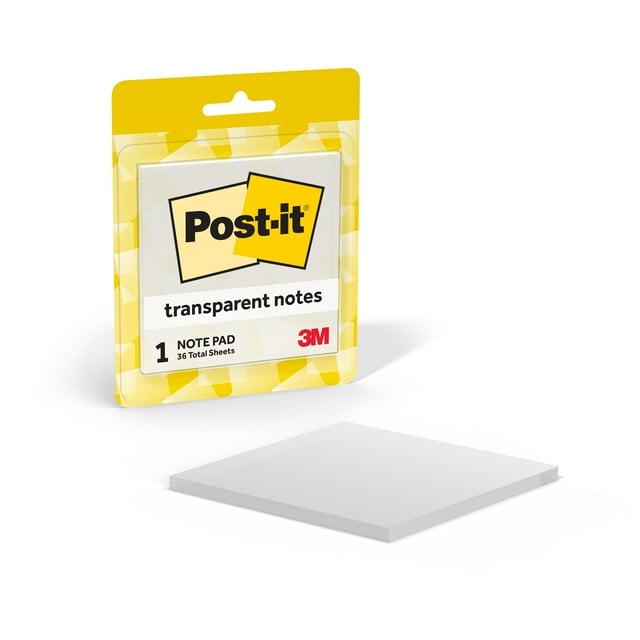 Post-it Transparent Notes, Clear, 2.8 in. x 2 .8 in., 36 Sheets, 1 Pad ...