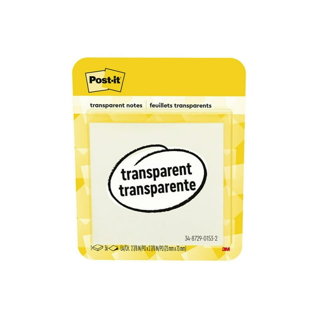 Post-it Transparent Notes, Clear, 2.8 in. x 2 .8 in., 36 Sheets, 1 Pad ...