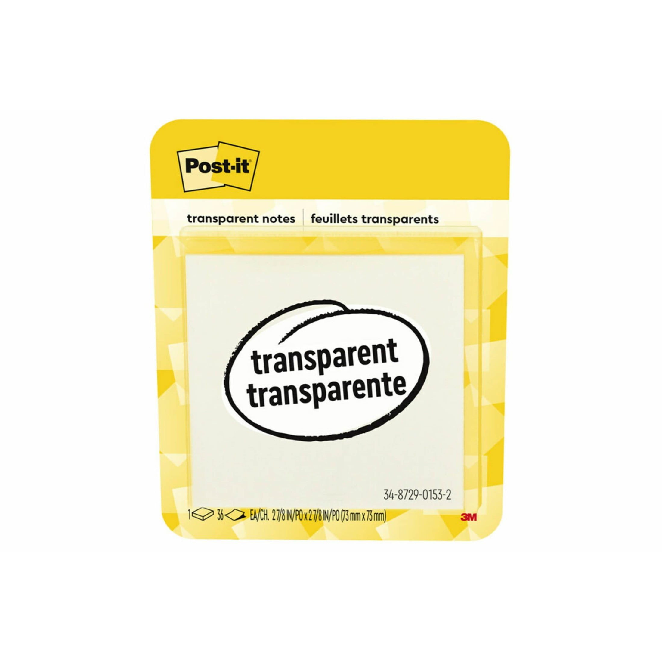 Post-it Transparent Notes, Clear, 2.8 in. x 2 .8 in., 36 Sheets, 1 Pad ...